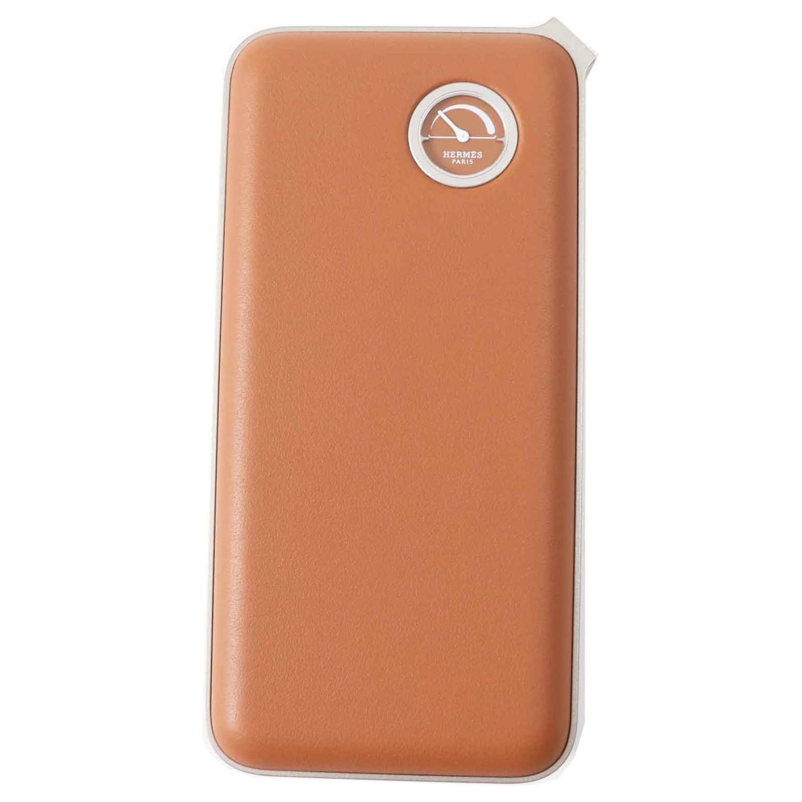 Hermès Hermes Volt H Maxi Mobile Battery Aluminum Golden Leather ref ...