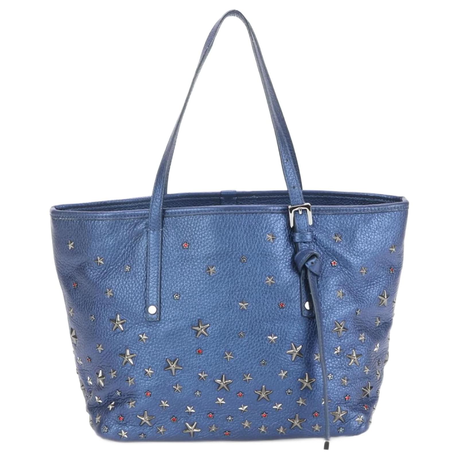 Jimmy Choo Hologram Seal Sasha S Studs Star Leather Handbag Blue ref ...