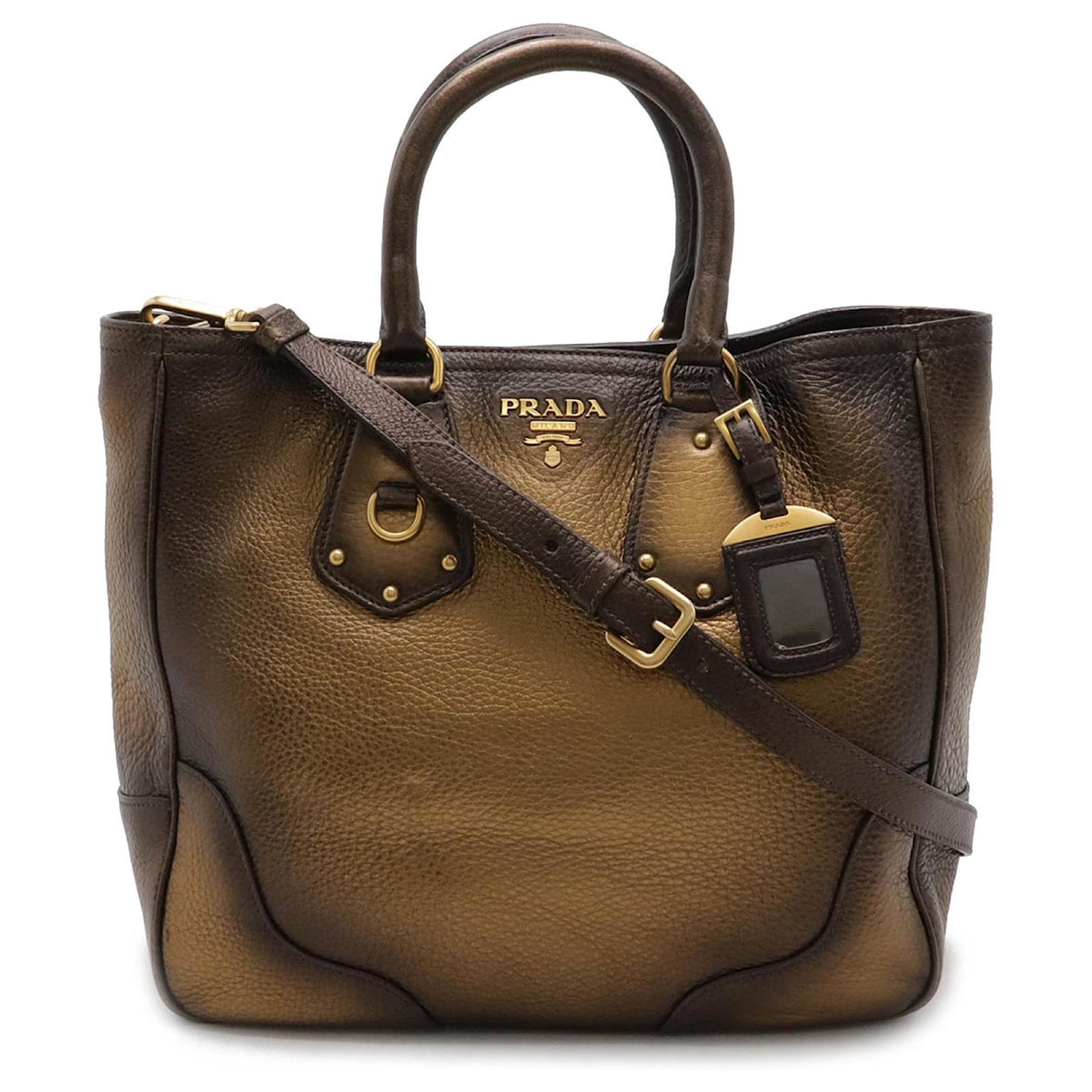 Prada Vit Daino Antik Tote Bag Bronze Leather ref.1968439 - Joli Closet