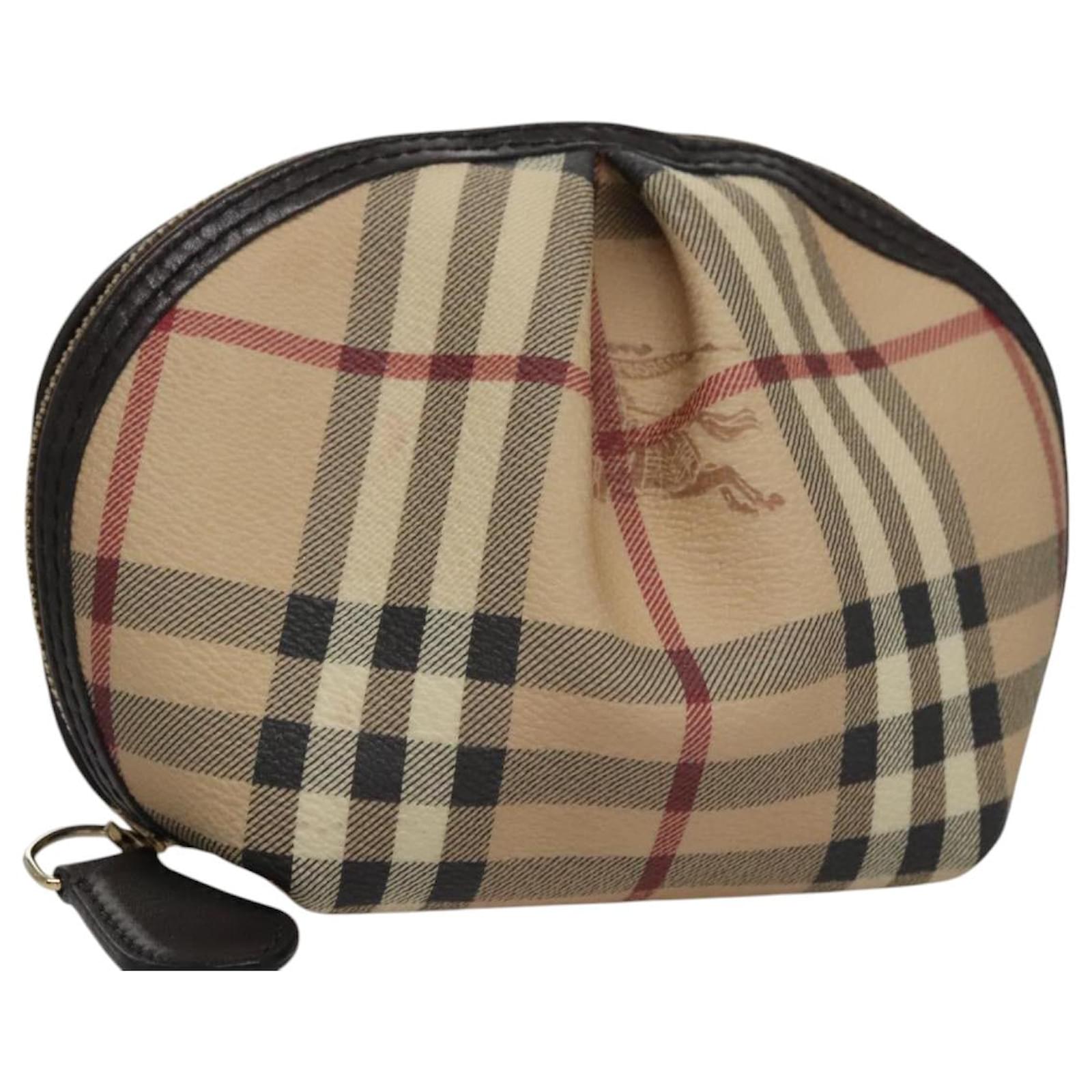 BURBERRY Nova Check Pouch PVC Beige Auth 108126 ref.1968890 - Joli Closet