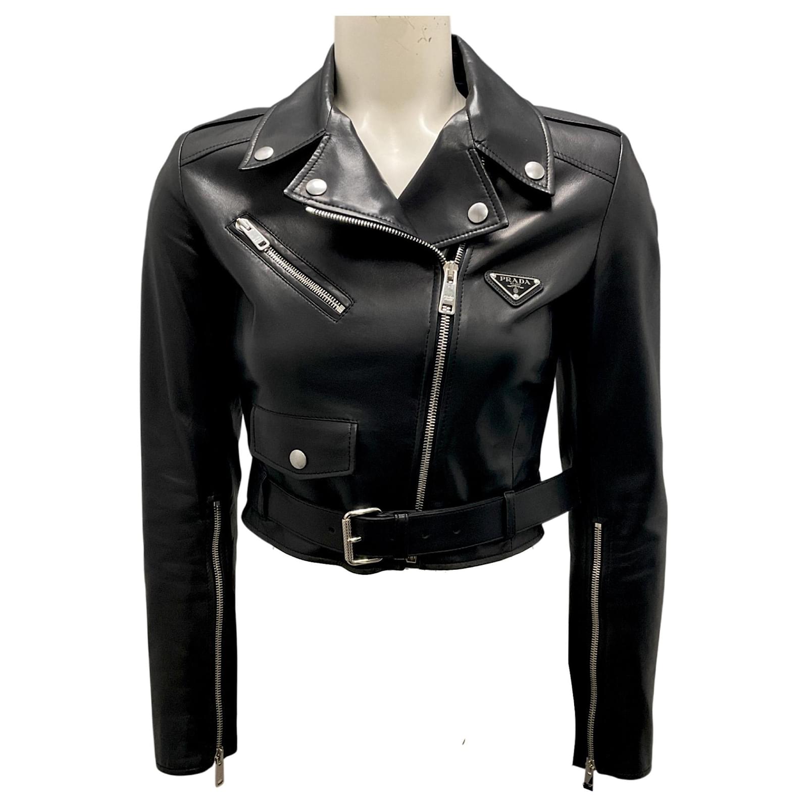 Prada Black 2022 Nappa Leather Biker Jacket ref.1969552 - Joli Closet