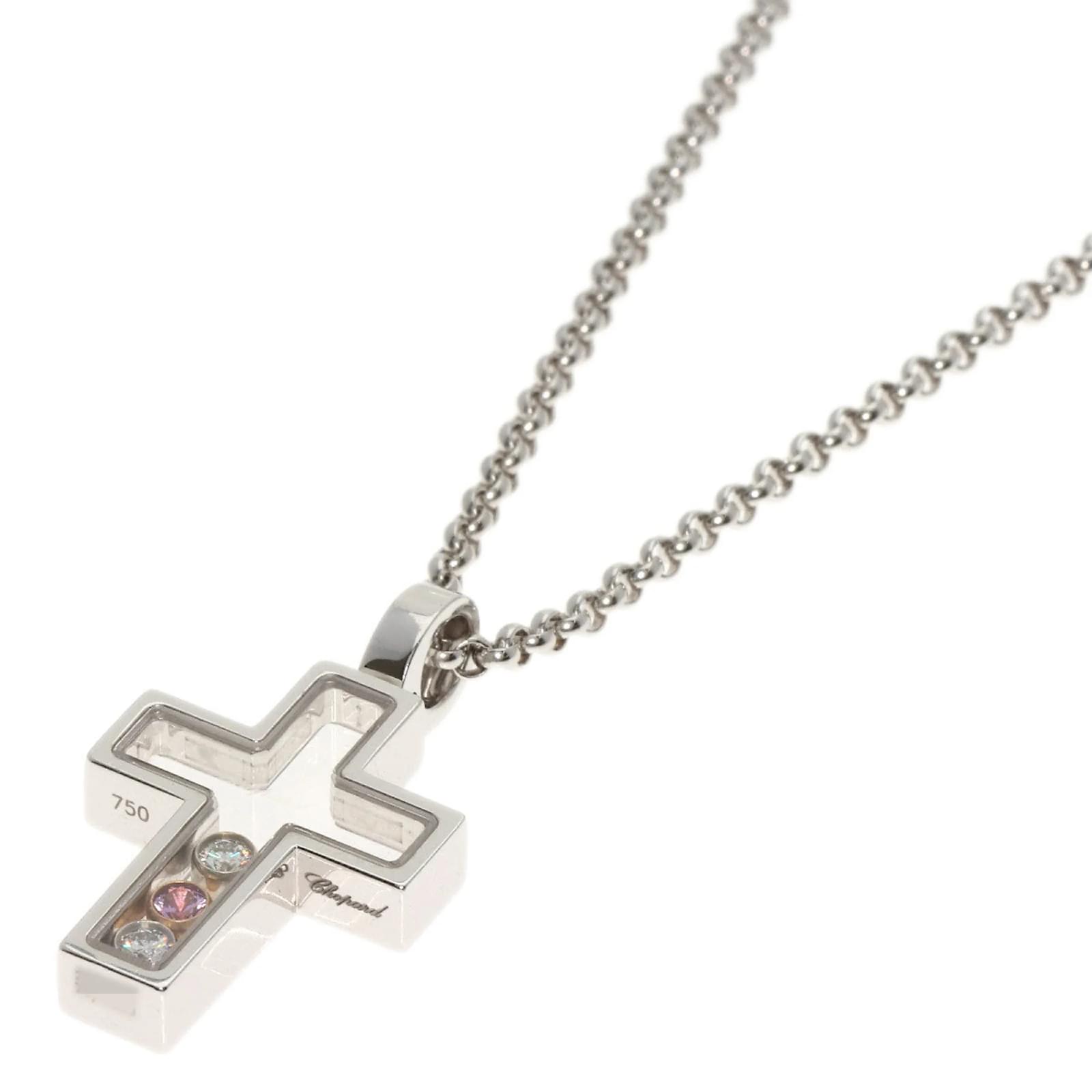 Chopard Happy Diamond Cross Necklace in 18K White Gold ref.1969802 ...