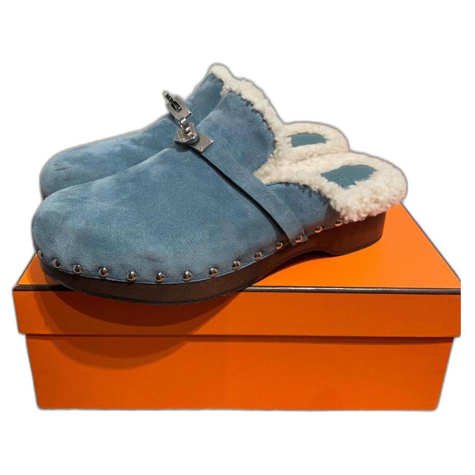 Hermès Clogs Blue Suede ref.1971266 - Joli Closet