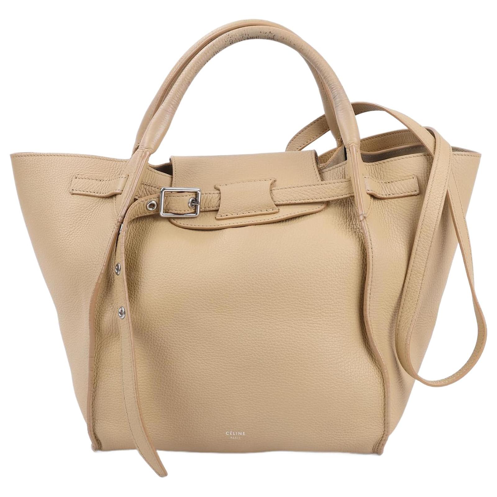 Céline CELINE Big Bag Small Grained Leather 2way Handbag in Beige ref ...