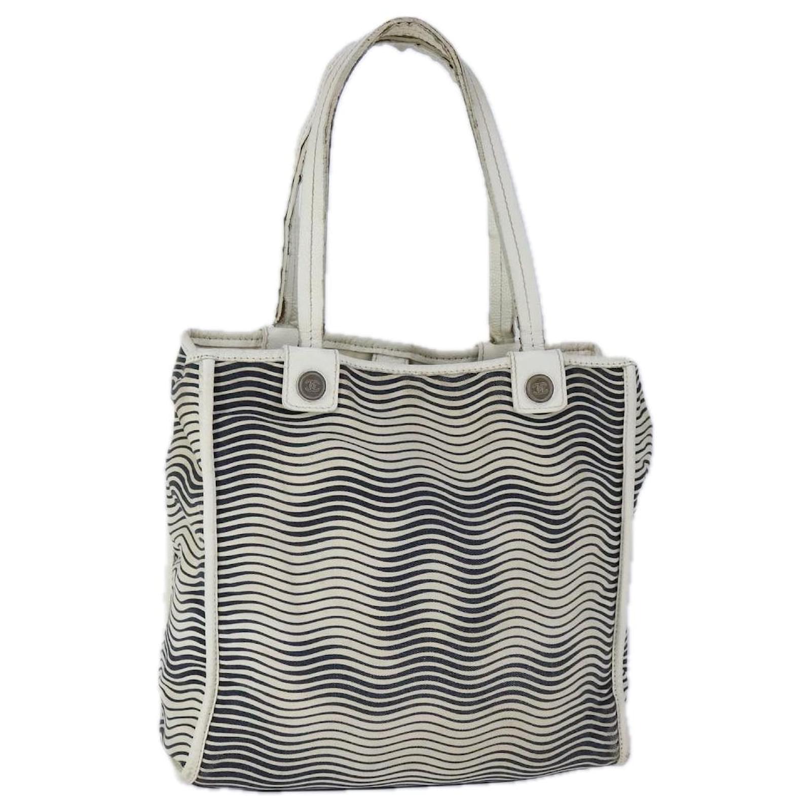 CHANEL COCO Mark Tote Bag Canvas Black White CC Auth yk16653 Cloth ref ...
