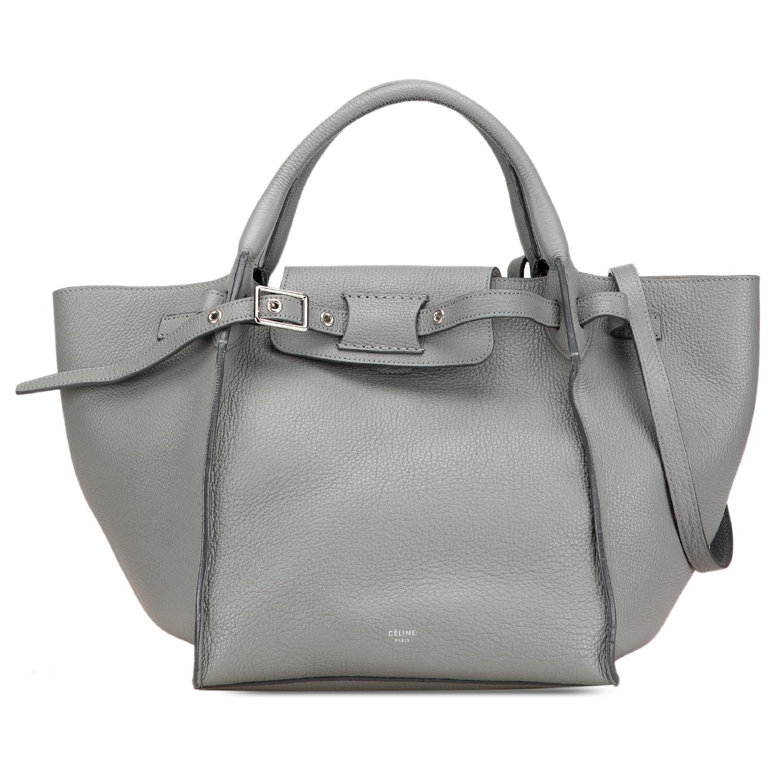 Céline Celine Gray Small Leather Big Bag Brown Pony-style calfskin ref ...