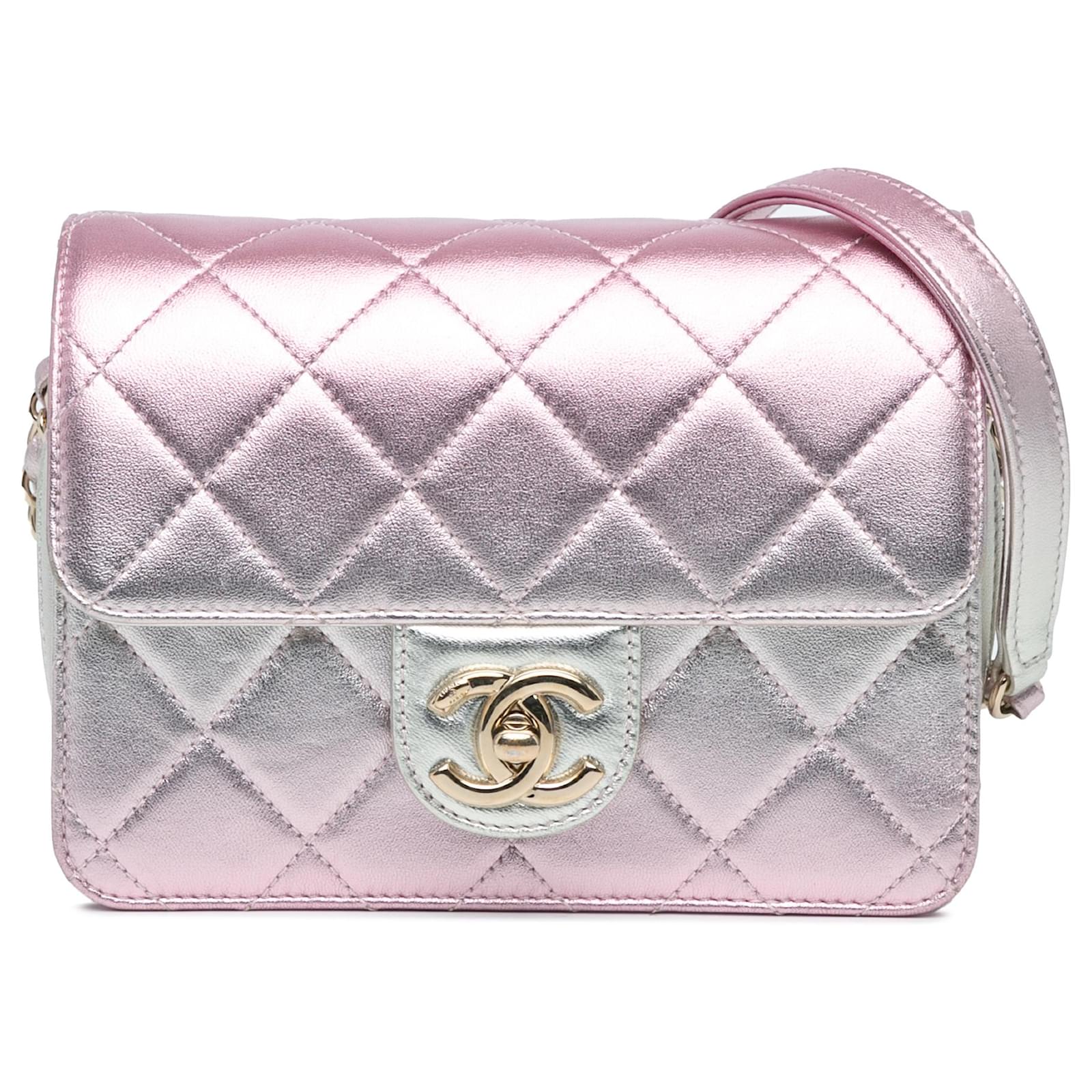 Chanel Pink Mini Metallic Lambskin Like a Wallet Flap Bag Leather ref ...