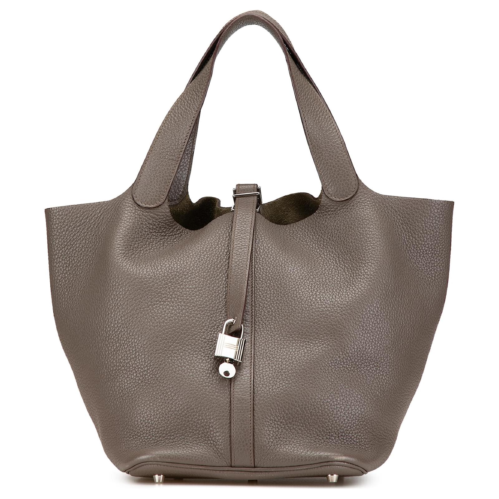 Hermès Brown Clemence Picotin Lock 26 Taupe Leather Pony-style calfskin ...