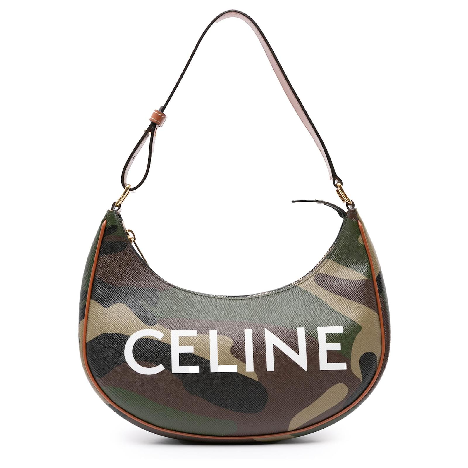 Céline Celine Green Coated Canvas Camouflage Ava Shoulder Bag Olive ...