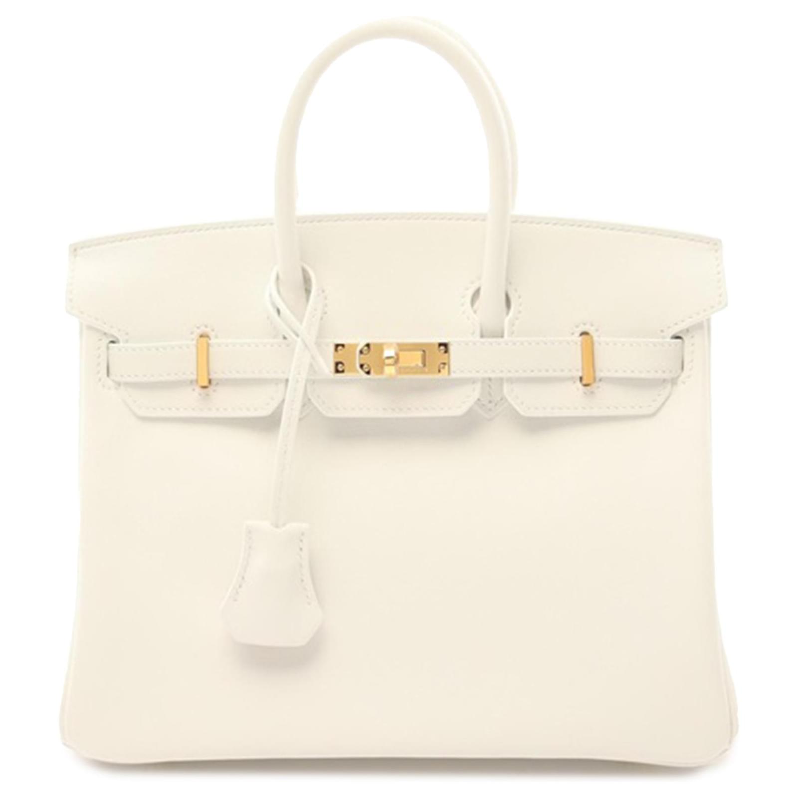 Hermès White Swift Birkin Retourne 25 Eggshell Leather Pony-style ...