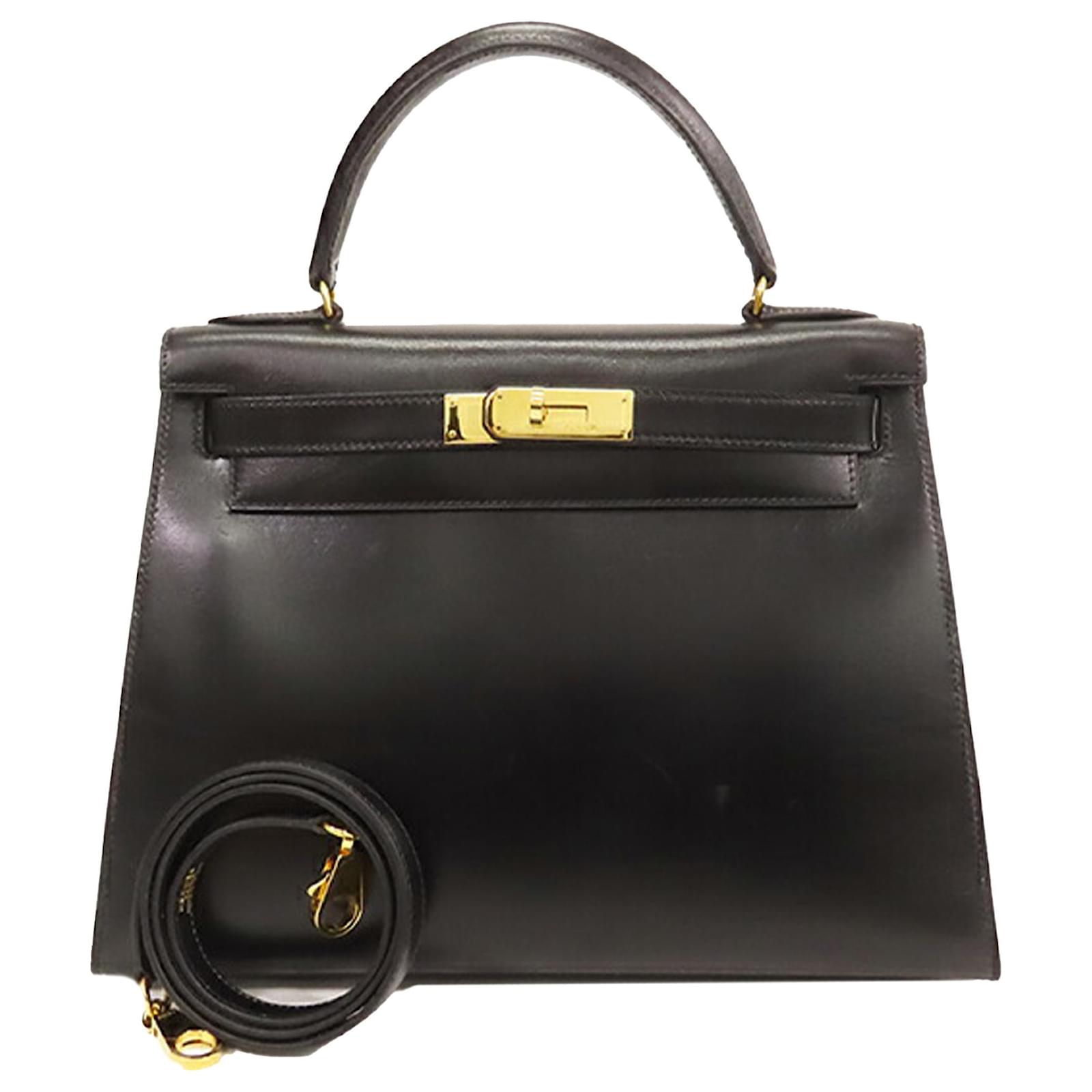 Hermès Black Box Calf Kelly Sellier 28 Leather Pony-style calfskin ref ...