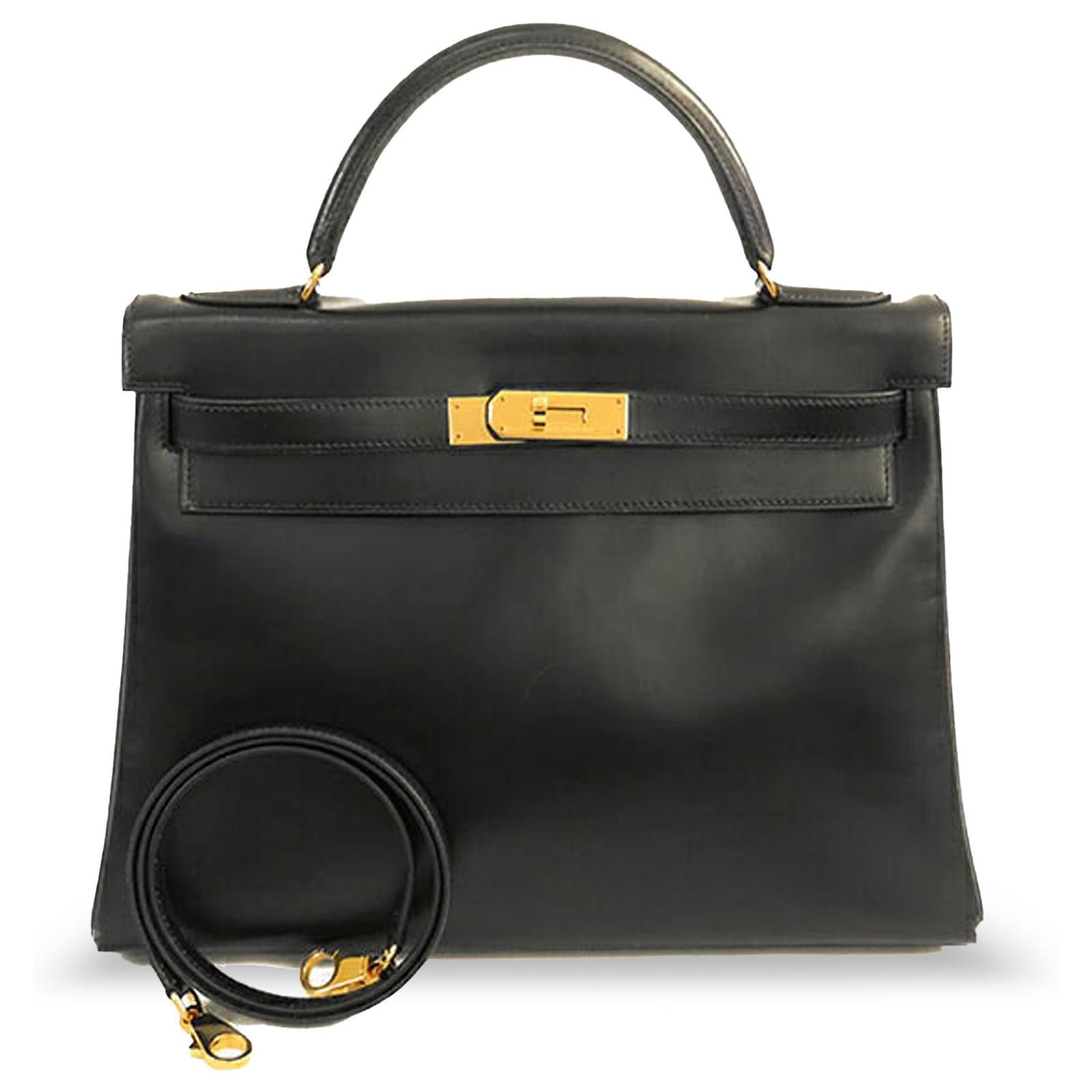 Hermès Black Box Calf Kelly Retourne 32 Leather Pony-style calfskin ref ...
