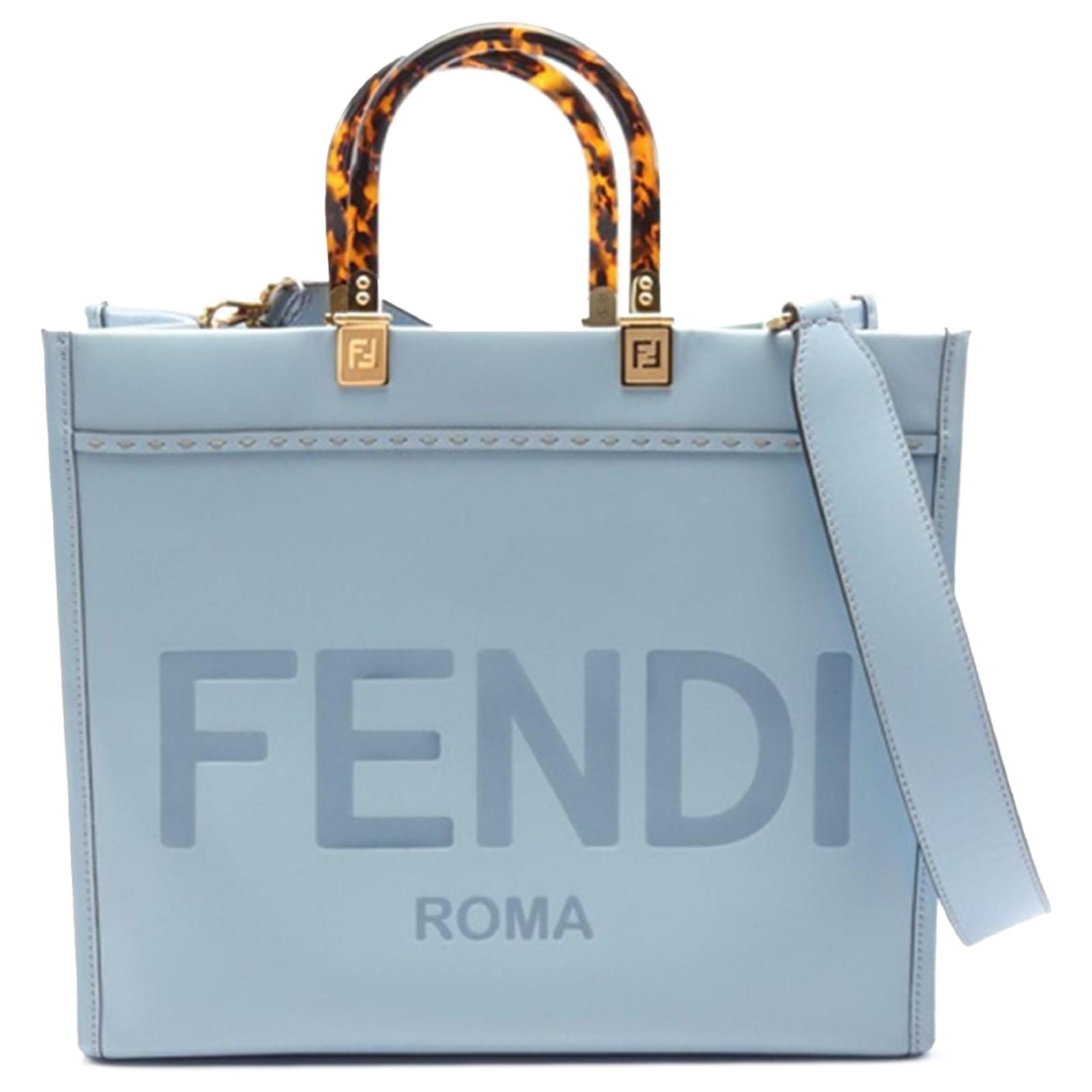Fendi Blue Medium Leather Sunshine Shopper Tote Light blue Pony-style ...