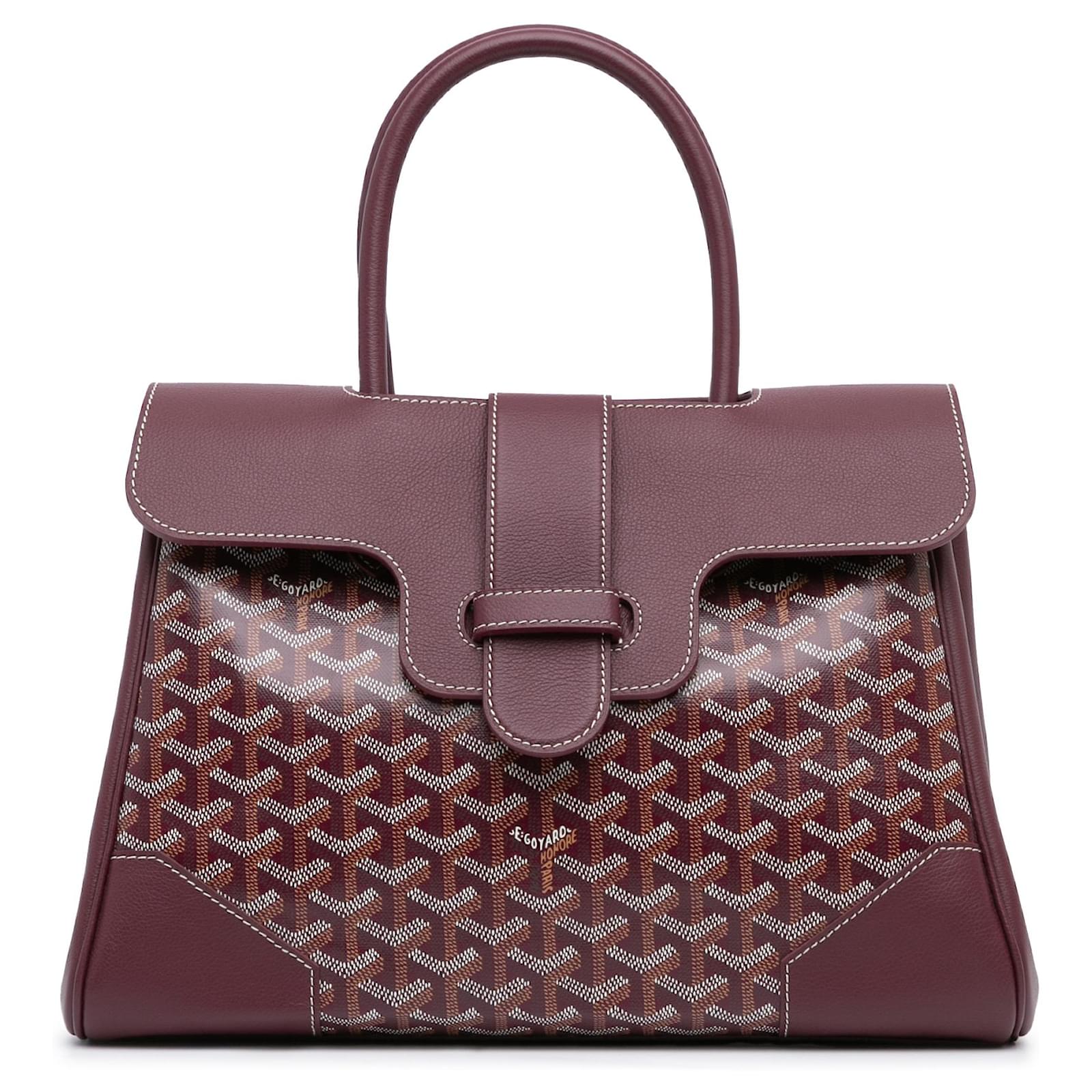 Goyard Red Goyardine Saigon Tote Dark red Leather Cloth Pony-style ...