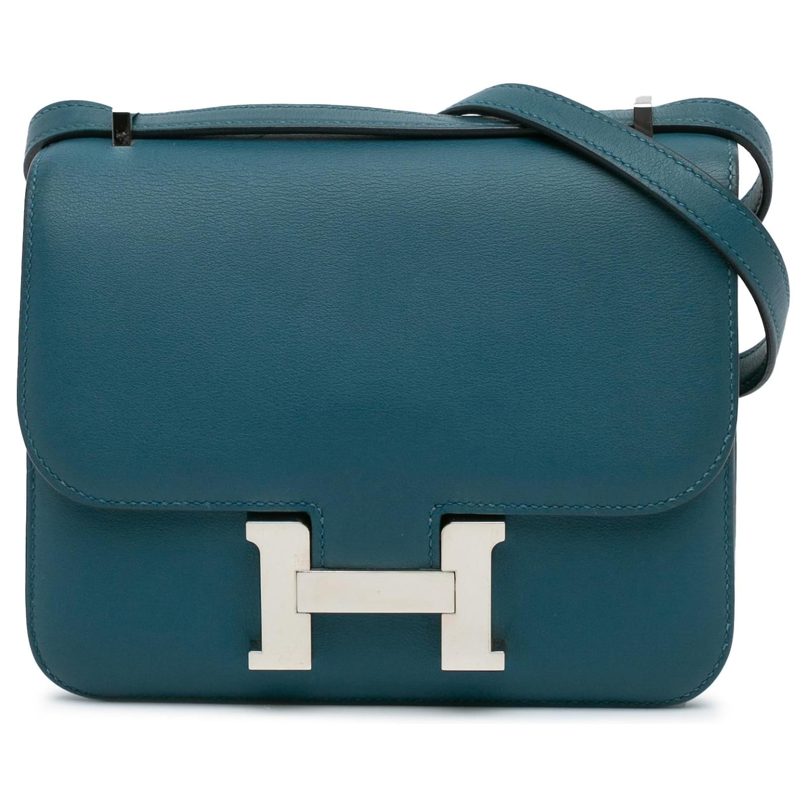 Hermès Blue Mini Swift Constance 18 Dark blue Leather Pony-style ...