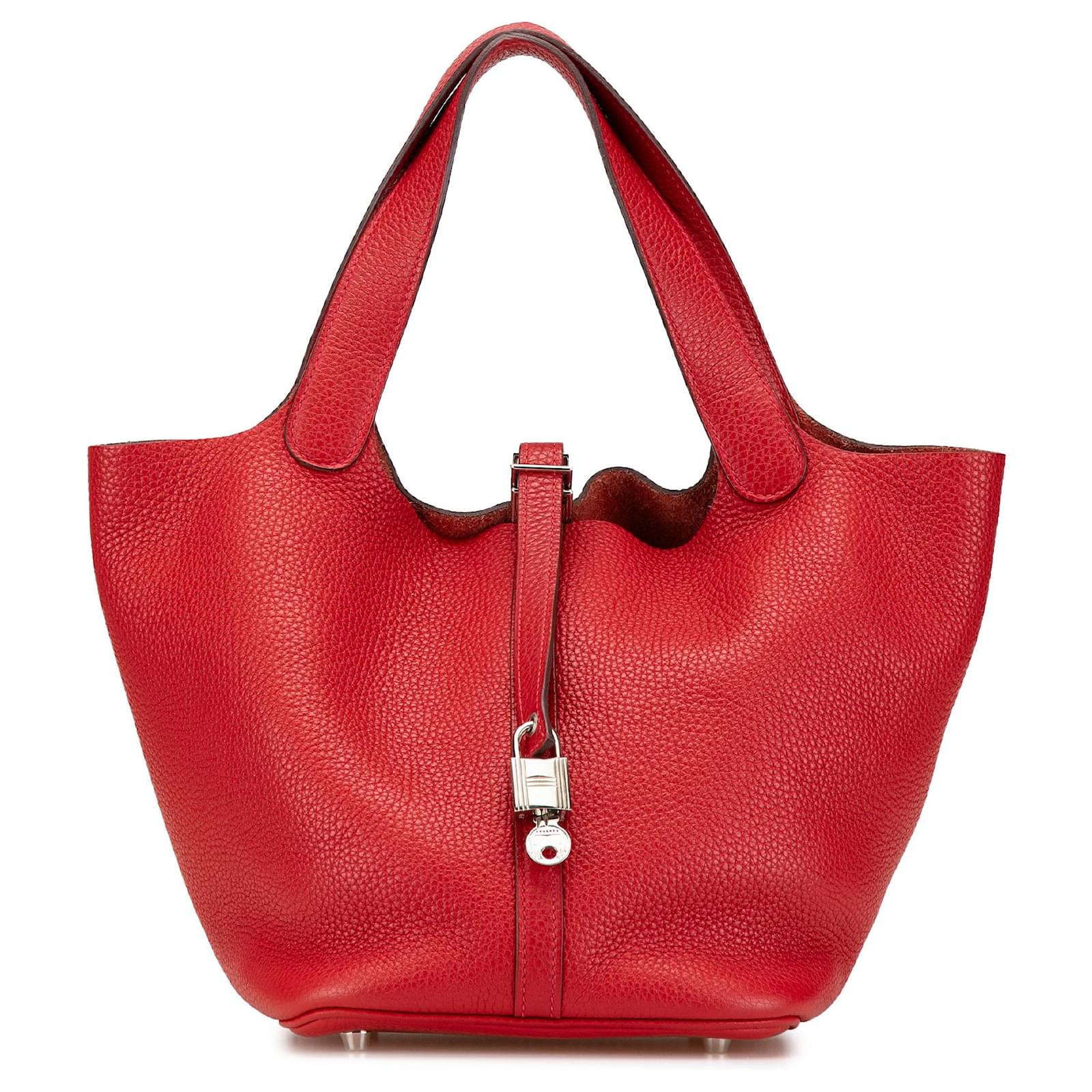 Hermès Red Clemence Picotin Lock 22 Leather Pony-style calfskin ref ...