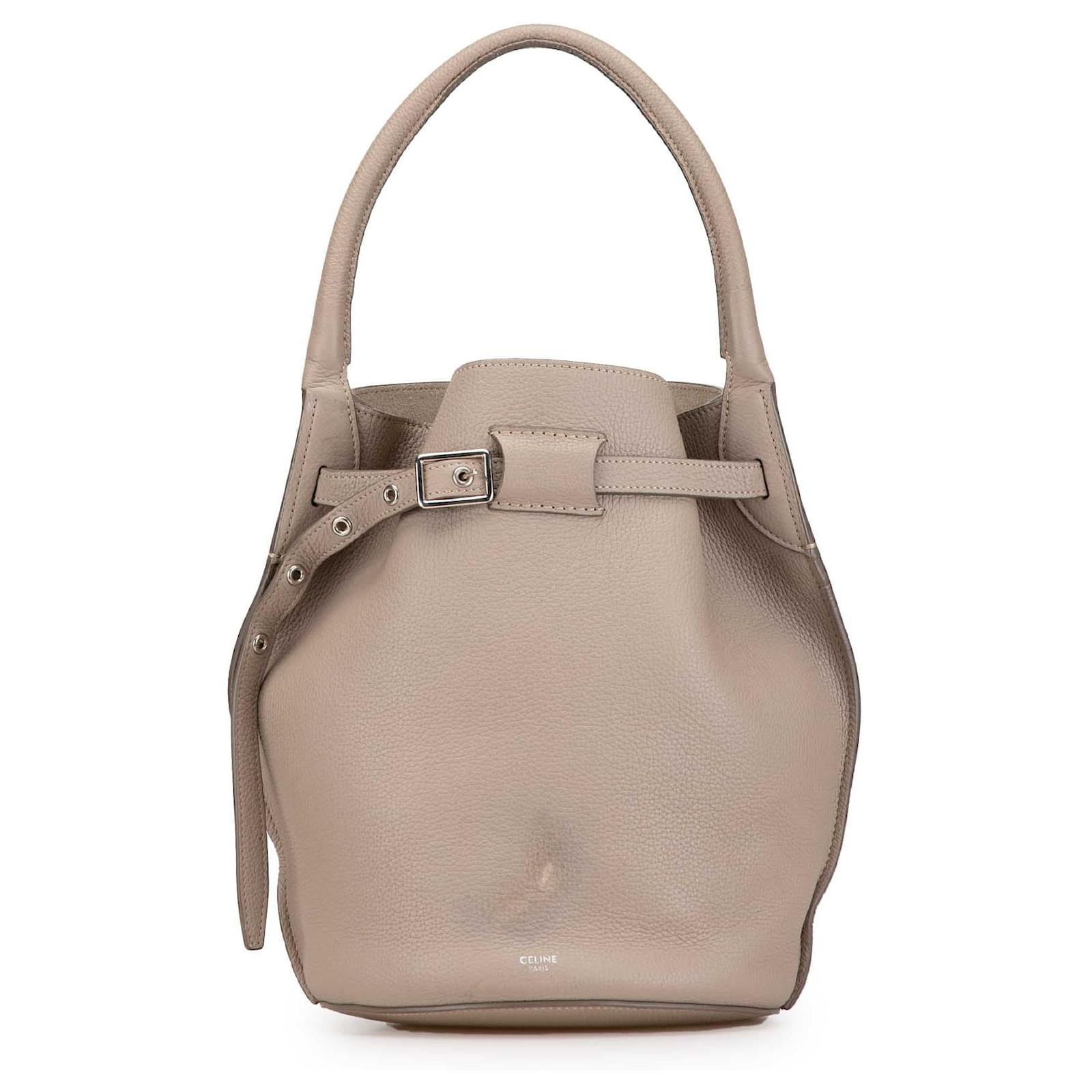 Céline Celine Brown Leather Big Bag Bucket Beige Pony-style calfskin ...