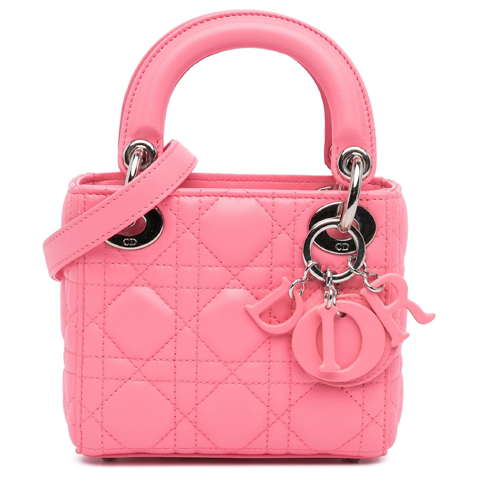 Dior Pink Micro Lambskin Cannage Lady Dior Leather ref.1980155 - Joli ...