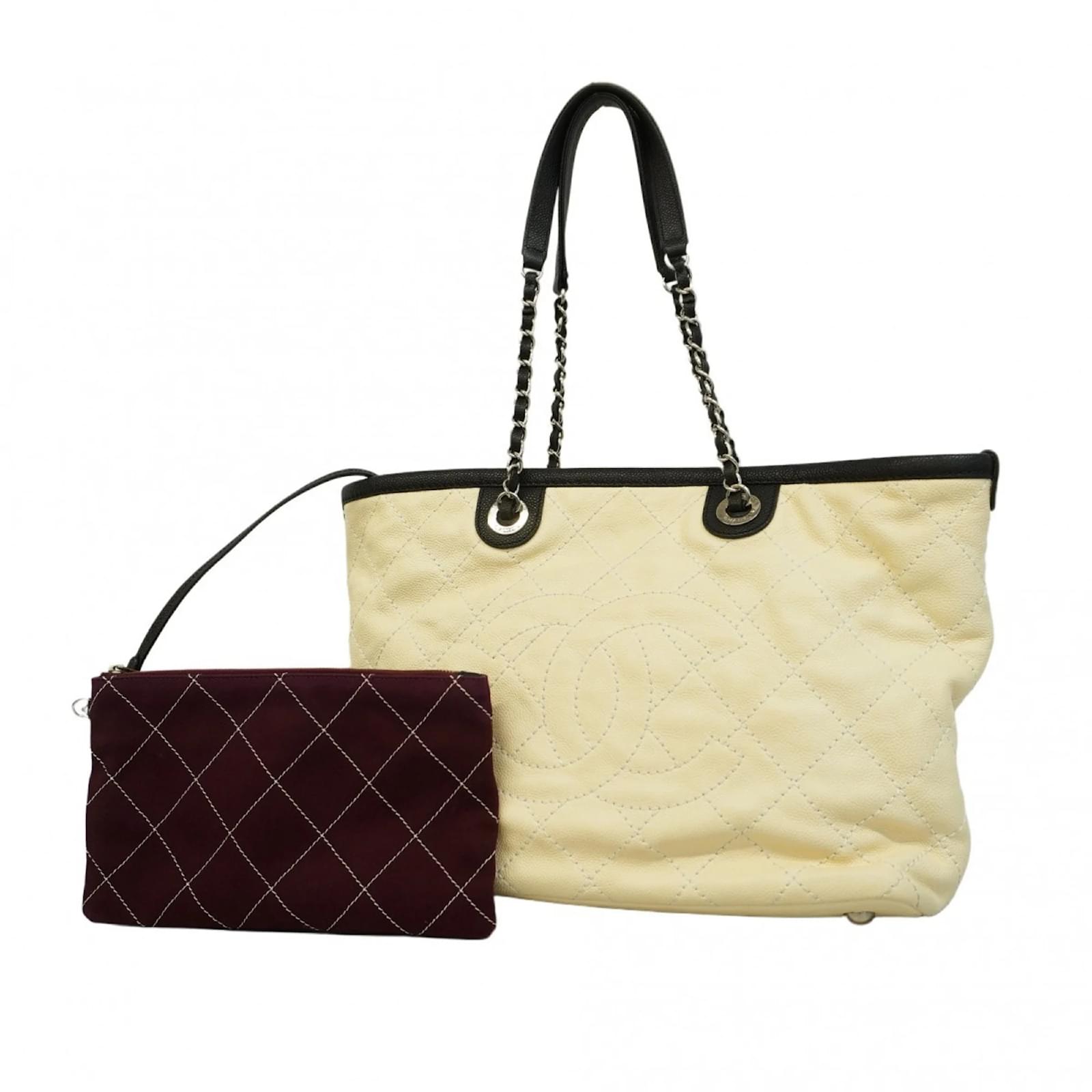 Chanel Wild Stitch Tote Bag Black Cream Leather ref.1980523 - Joli Closet