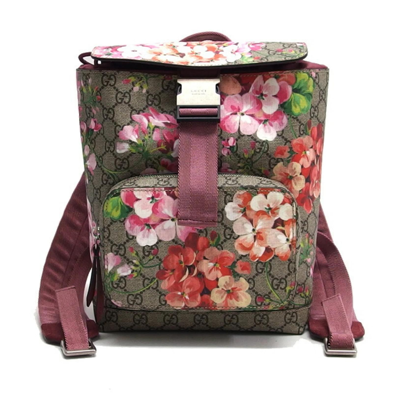 Gucci GG Supreme Blooms Backpack Pink Beige Cloth ref.1980886 - Joli Closet