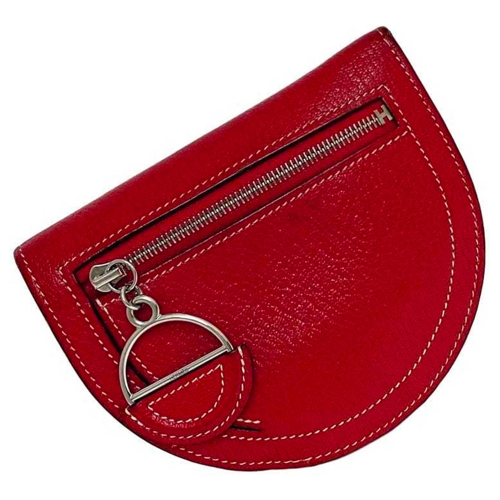 Hermès Hermes Bi-fold Wallet in Rouge Piment Red Leather Diamond ref ...