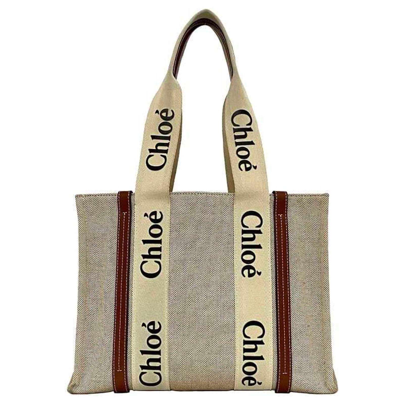Chloé Medium Tote Bag Brown White Beige Leather Cloth ref.1986183 ...