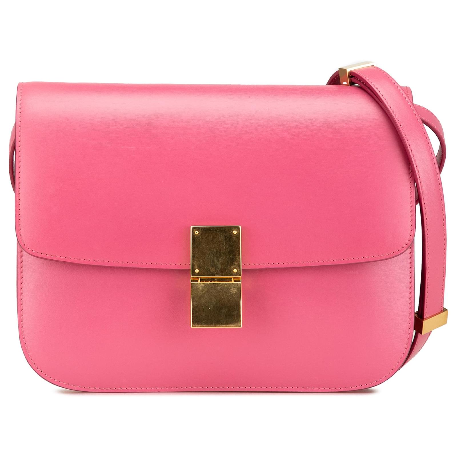 Céline Celine Pink Medium Calfskin Classic Box Leather Pony-style ...