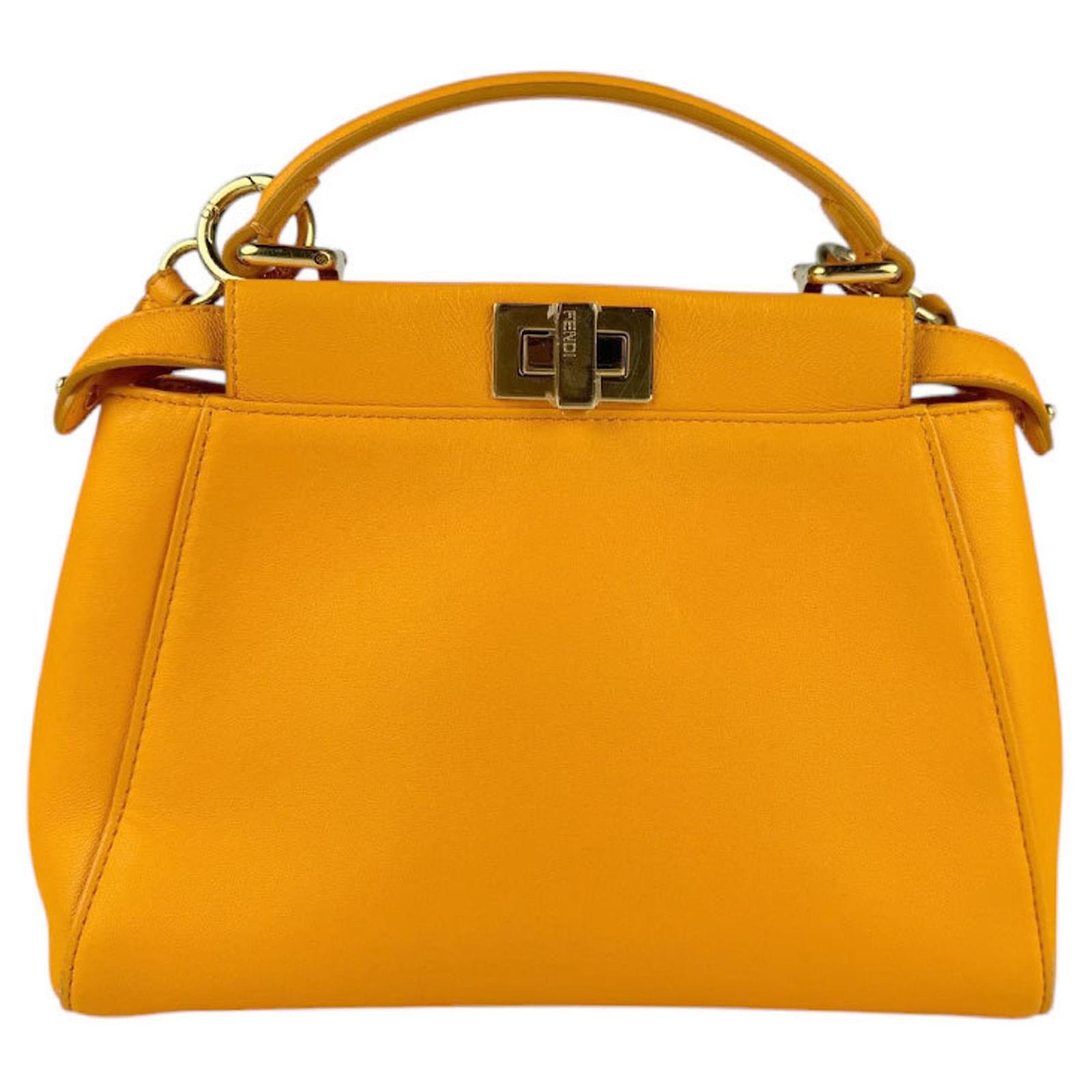 Fendi Peekaboo Leather Handbag Orange ref.1988455 - Joli Closet