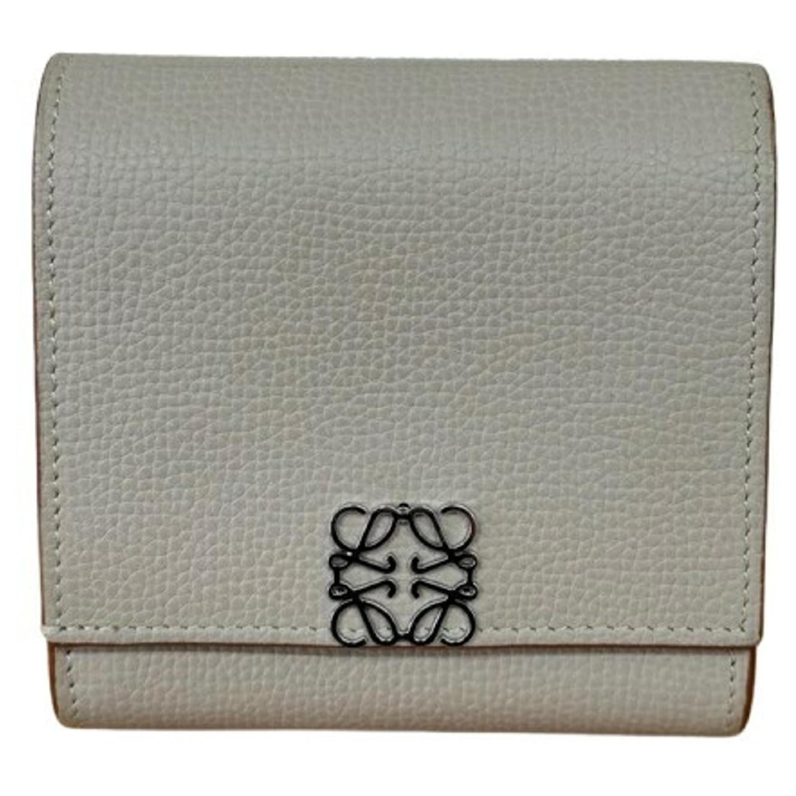 Loewe Anagram Trifold Wallet Light Ghost Compact Beige Leather ref ...