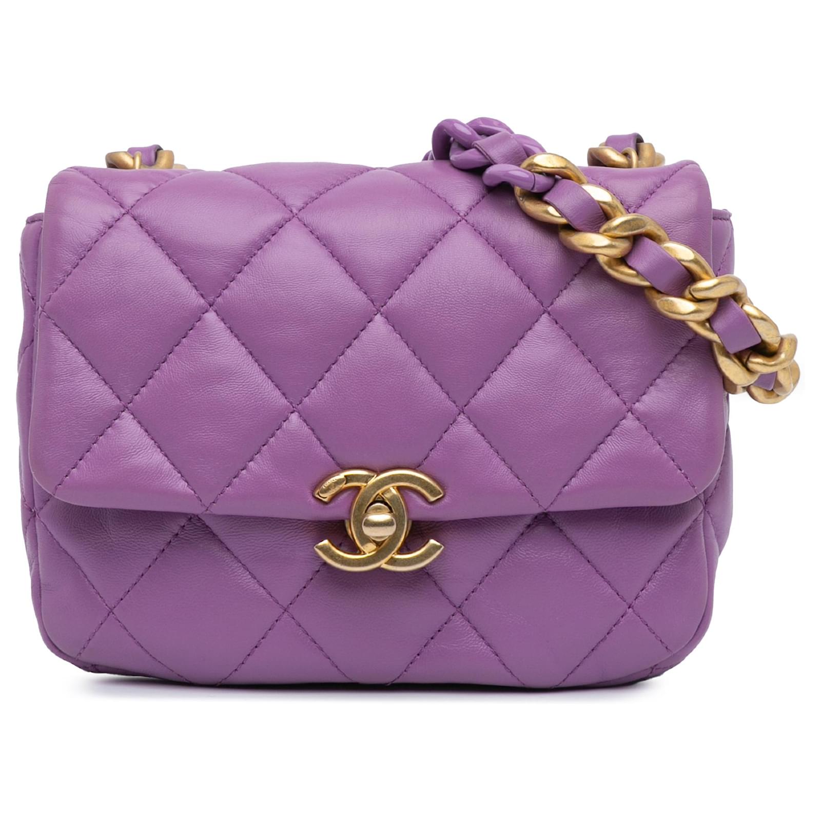 Chanel Purple Mini Quilted Lambskin Candy Chain Flap Leather ref ...