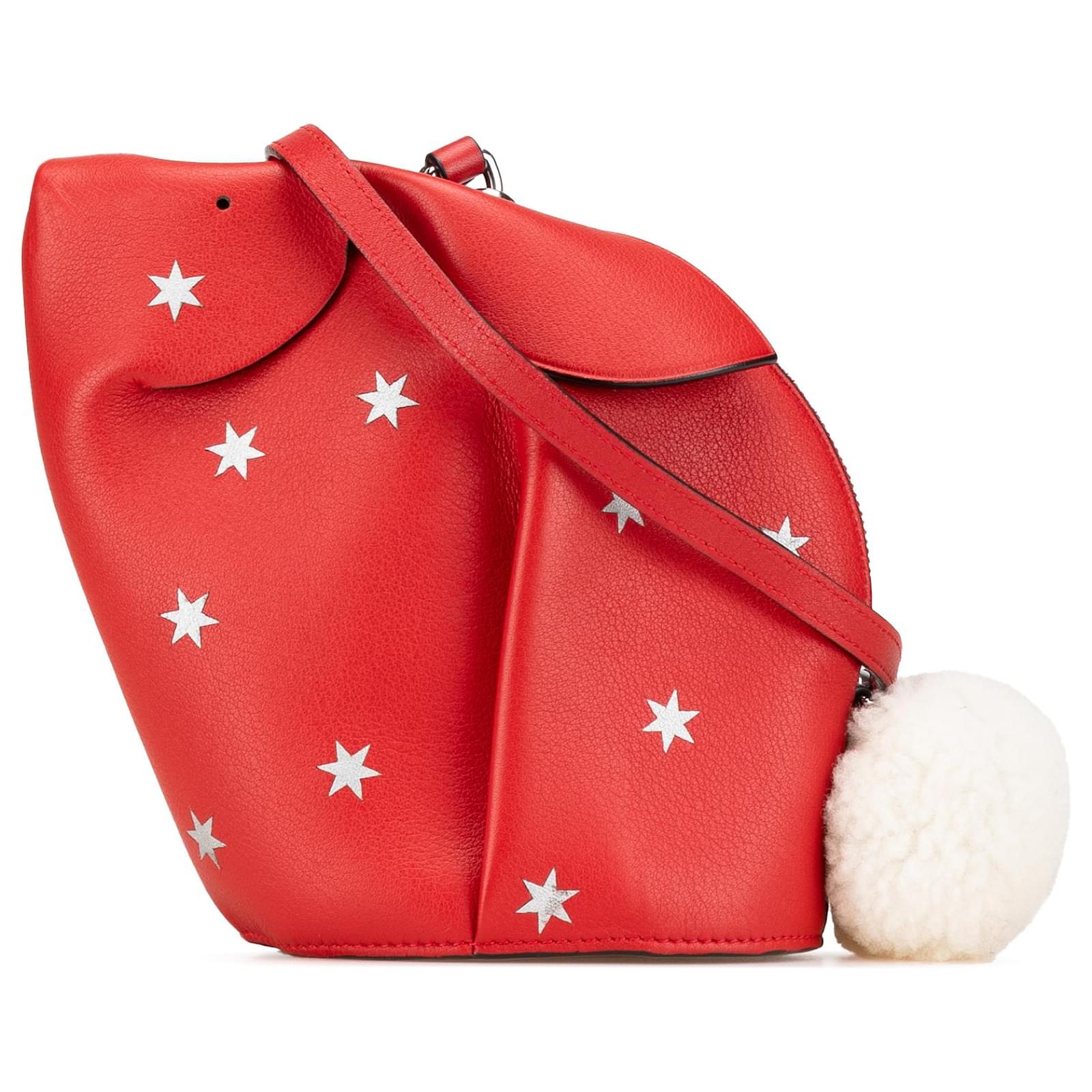 LOEWE Red Mini Calfskin Bunny Star Crossbody Leather Pony-style ...