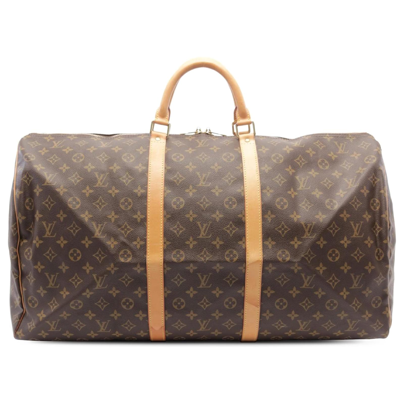 Louis Vuitton Brown Monogram Keepall 60 Leather Cloth ref.1990516 - Joli Closet