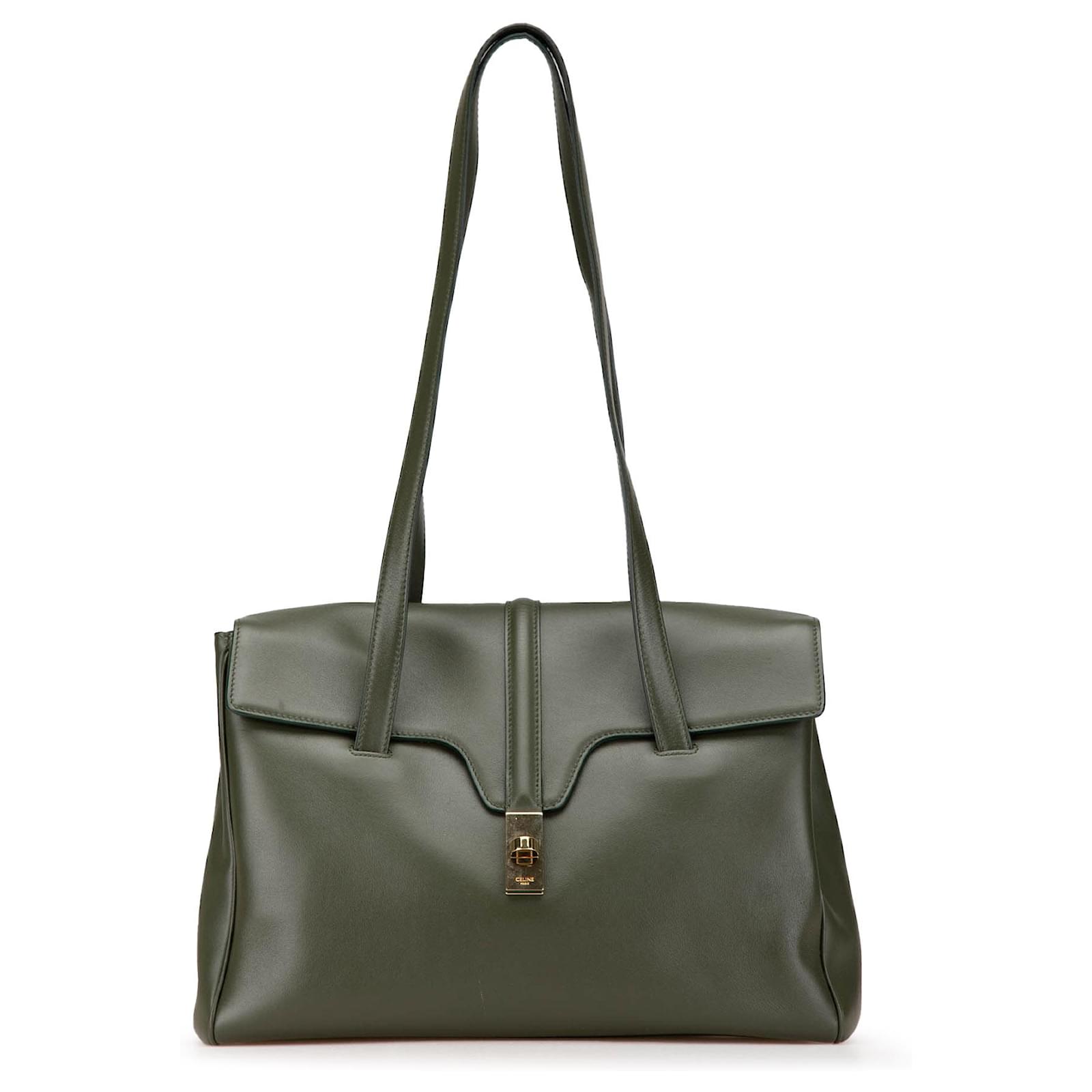 Céline Celine Green Medium Leather Soft 16 Shoulder Bag Dark green Pony ...