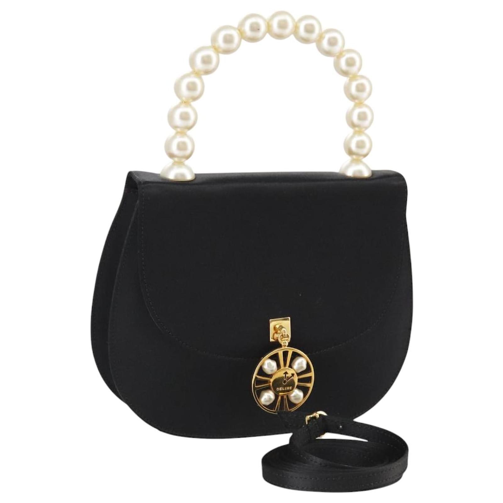 Céline CELINE Hand Bag Satin 2way Black Auth 107980A ref.1990728 - Joli ...
