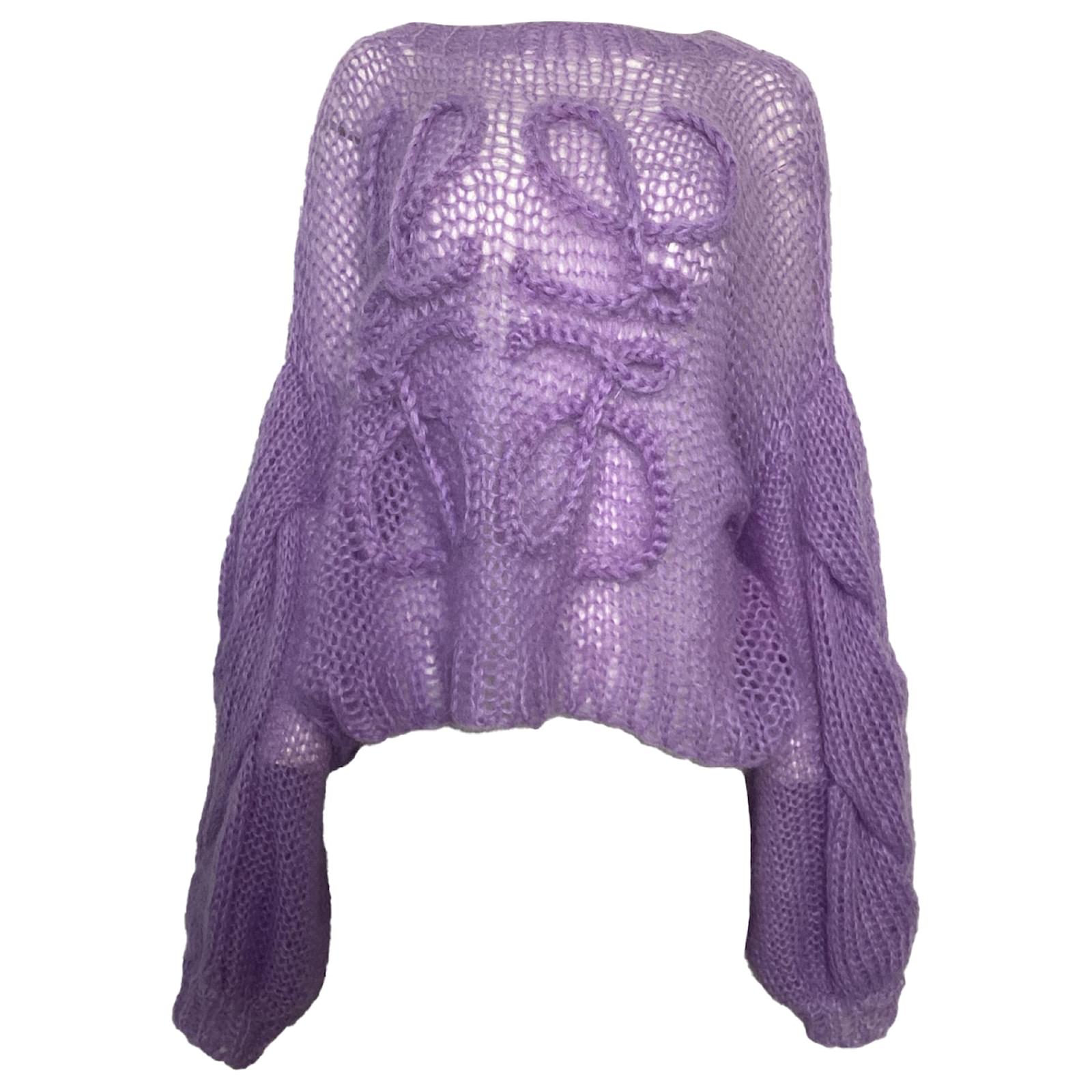Loewe Anagram Open-knit Sweater In Purple Mohair Wool ref.1990868 ...