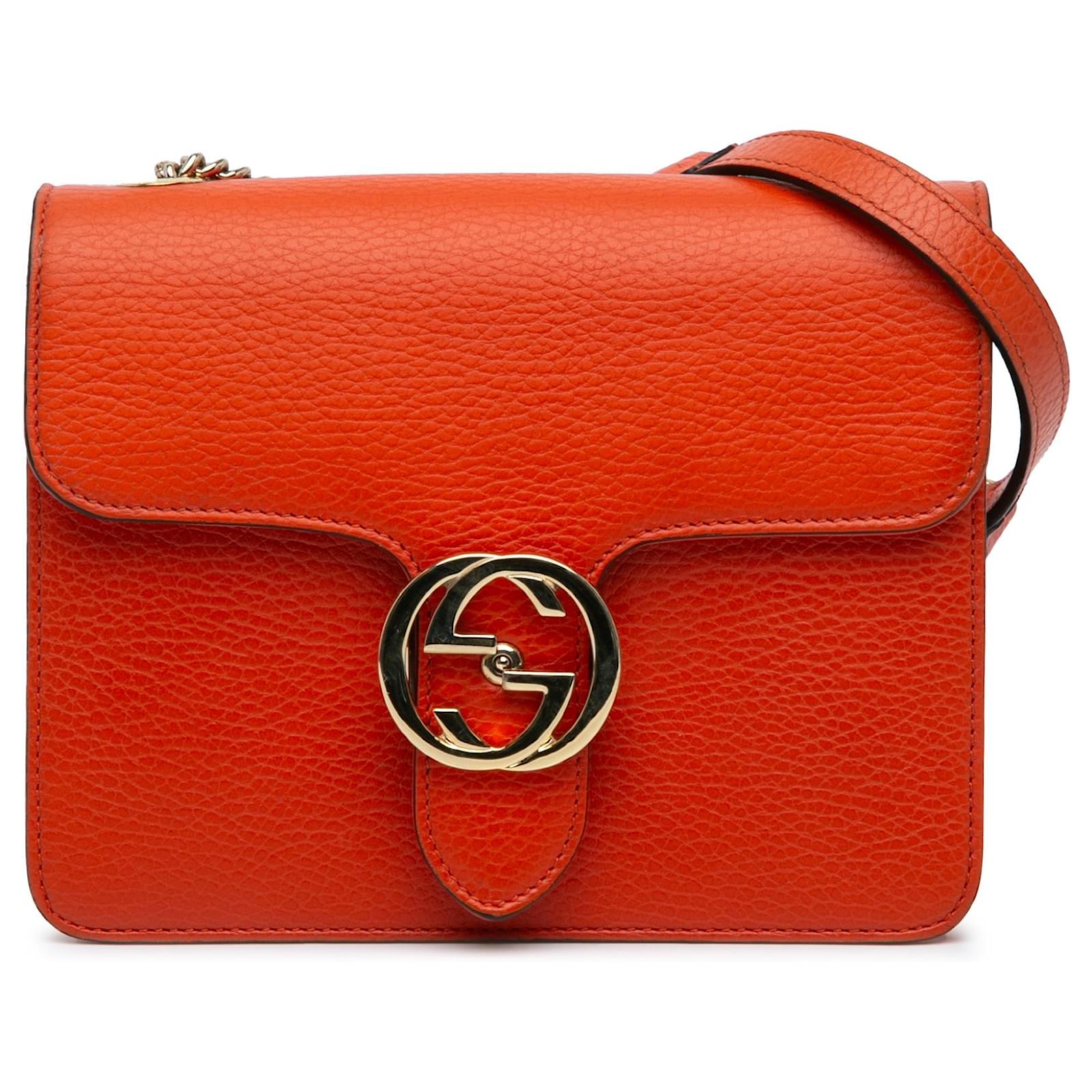Gucci Orange Small Dollar Calfskin Interlocking G Crossbody Leather ...