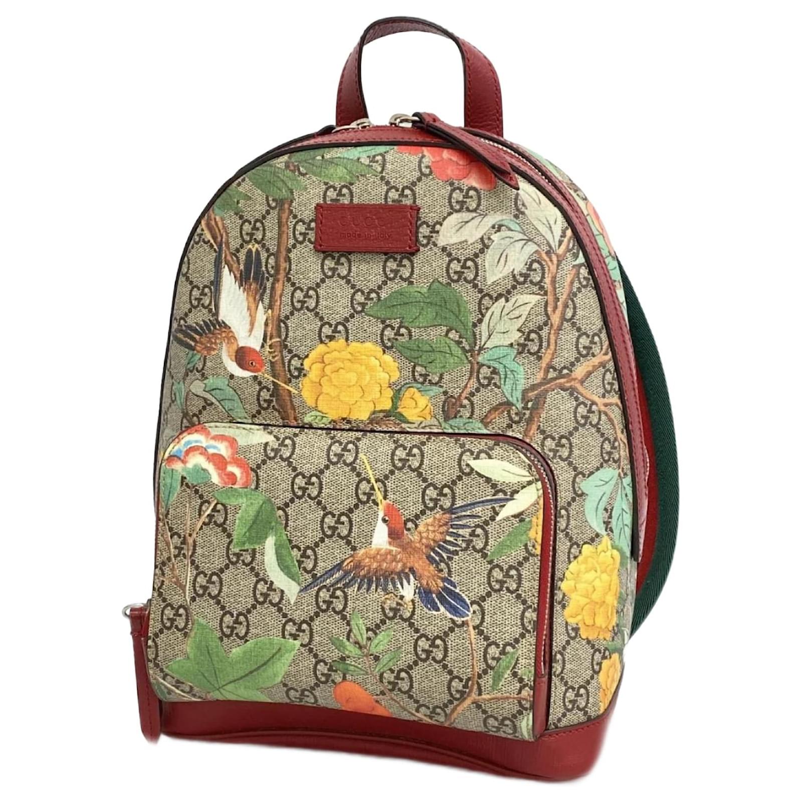 Gucci GG Supreme Tian Backpack Red Beige Plastic ref.1993113 - Joli Closet
