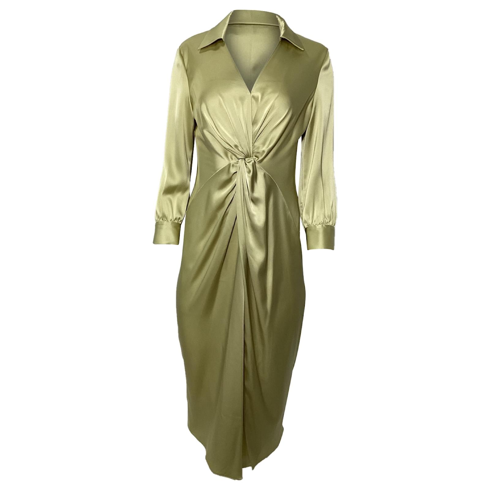 Theory Twisted Front Midi Dress in Green Triacetate Synthetic ref ...