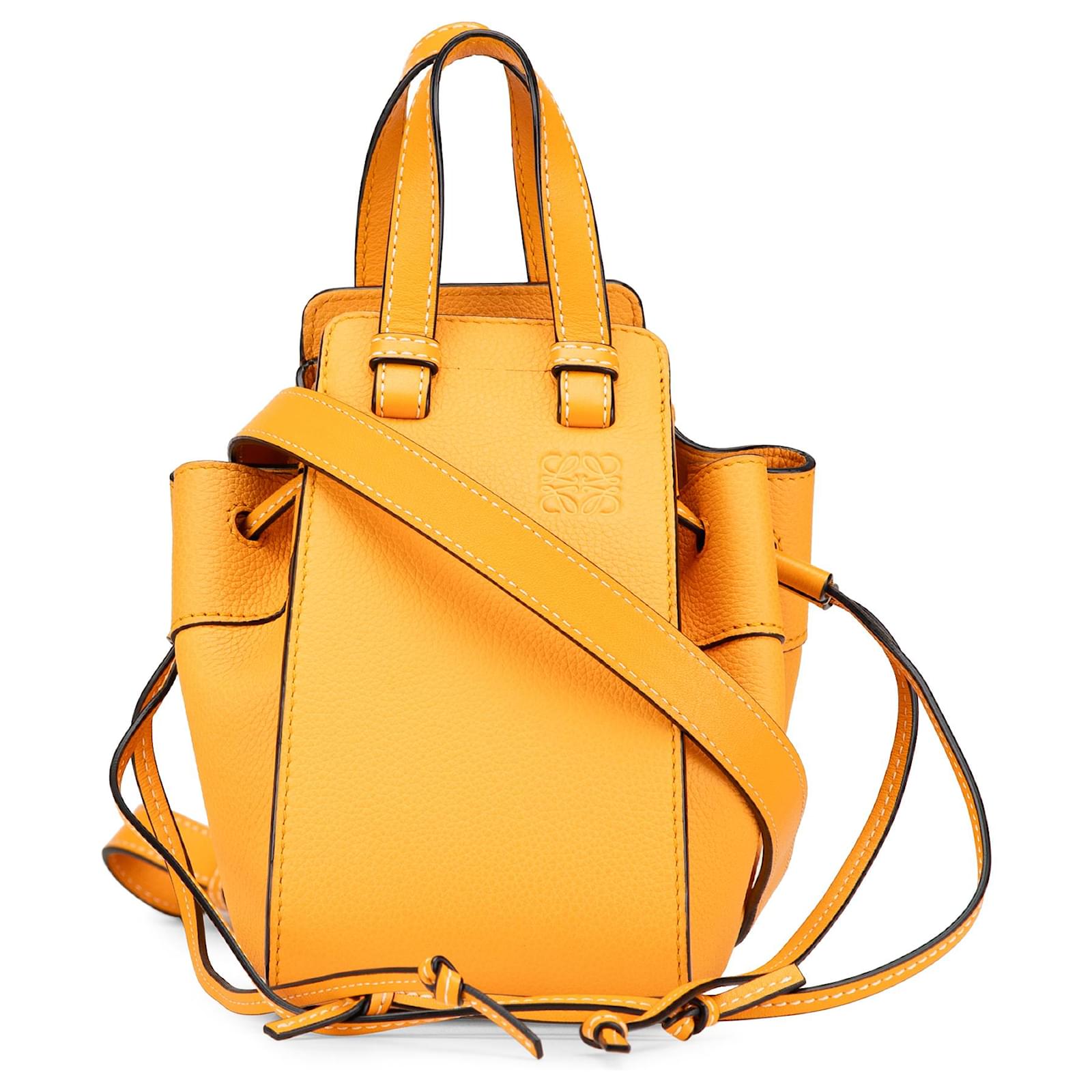 LOEWE Orange Mini Leather Drawstring Hammock Bag Pony-style calfskin ...
