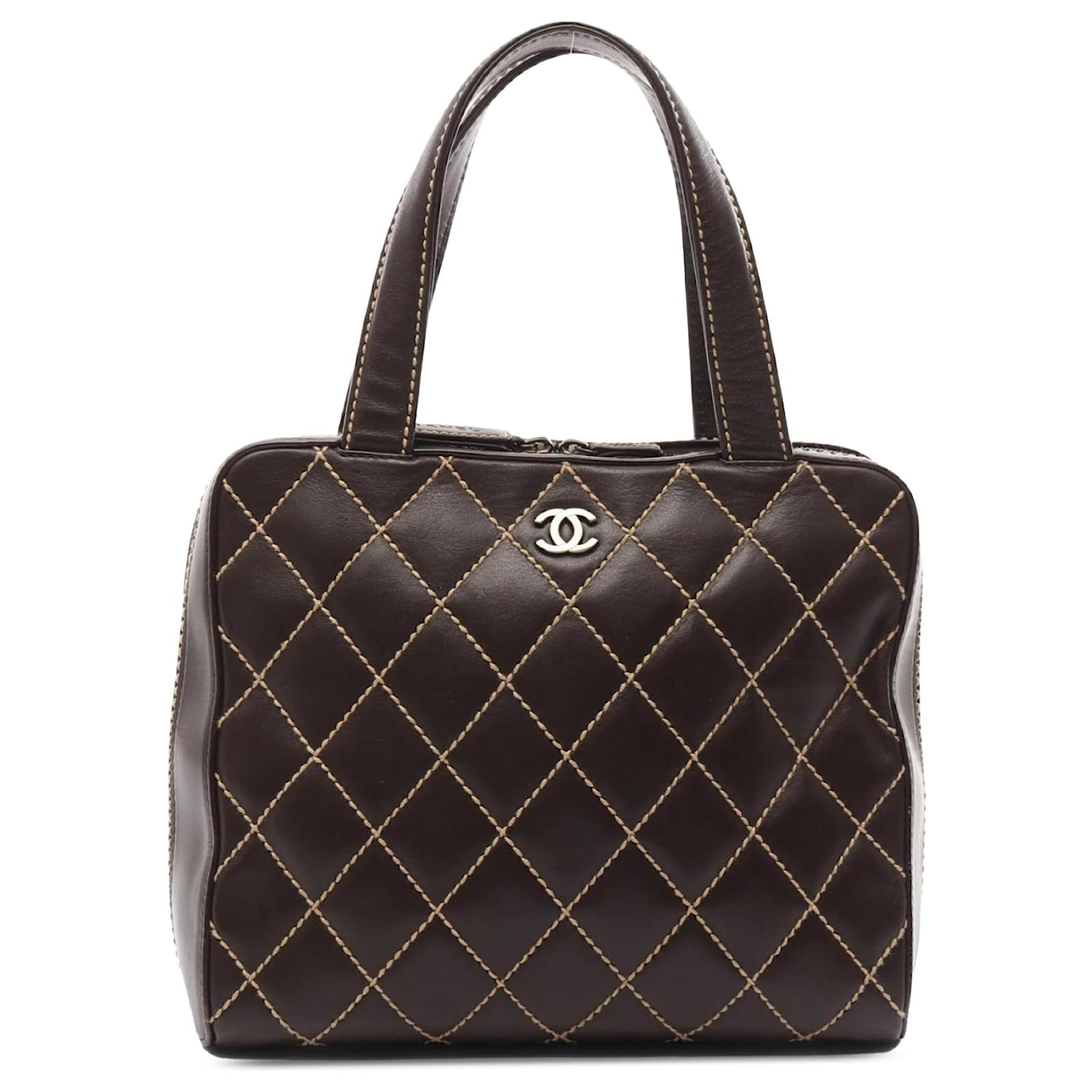 Chanel Brown CC Wild Stitch Calfskin Handbag Dark brown Leather Pony ...