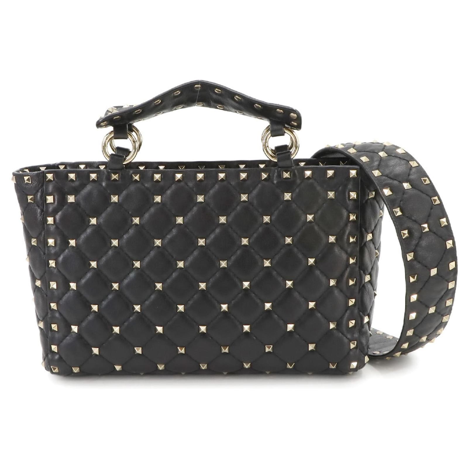 Valentino Garavani Rockstuds Spike 2way Hand Shoulder Bag Black Leather ref.1997115 - Joli Closet
