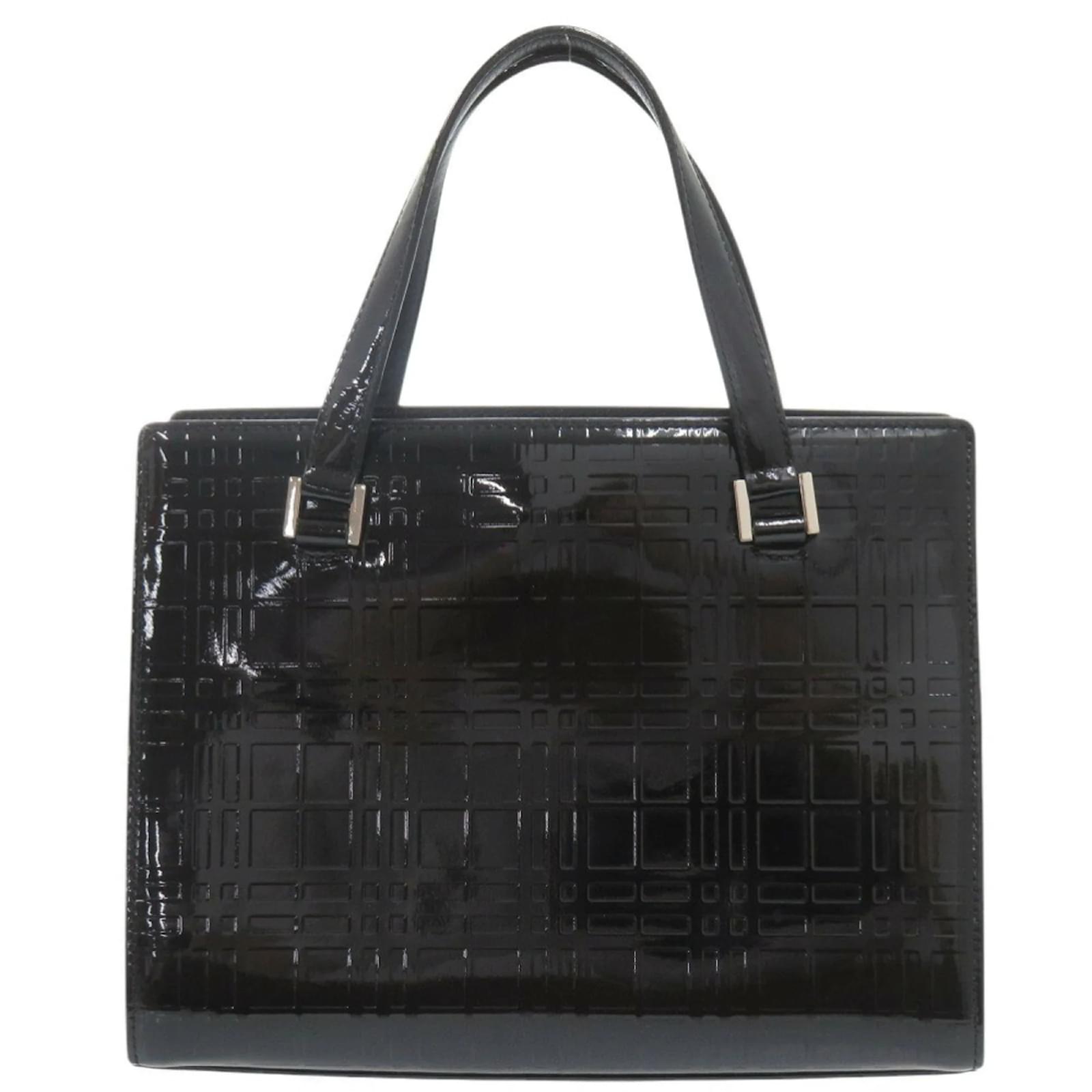 Burberry Check Pattern Patent Leather Handbag Black ref.1998285 - Joli ...