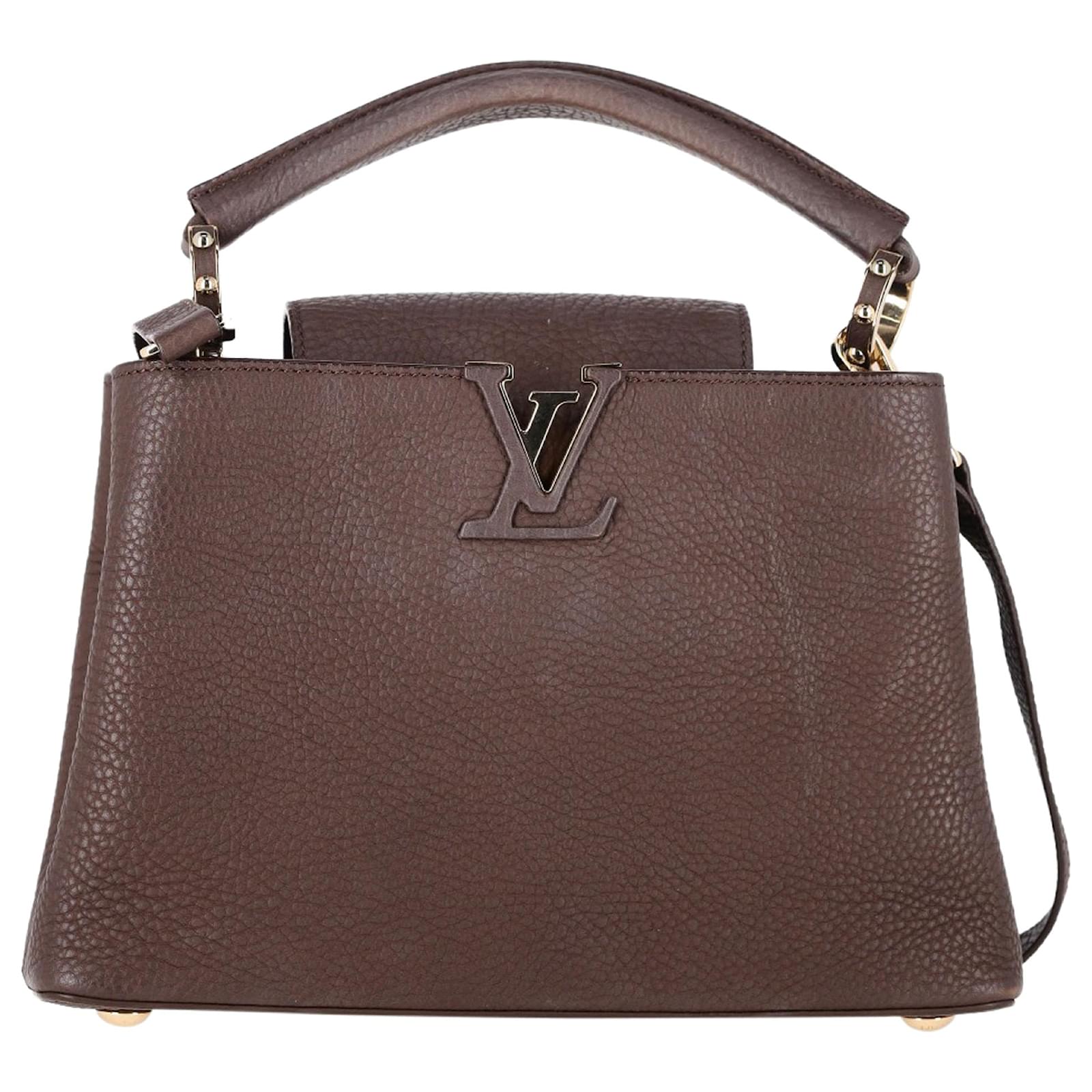 Louis Vuitton BB Capucines Handbag in Brown Leather Red ref.1999404 ...
