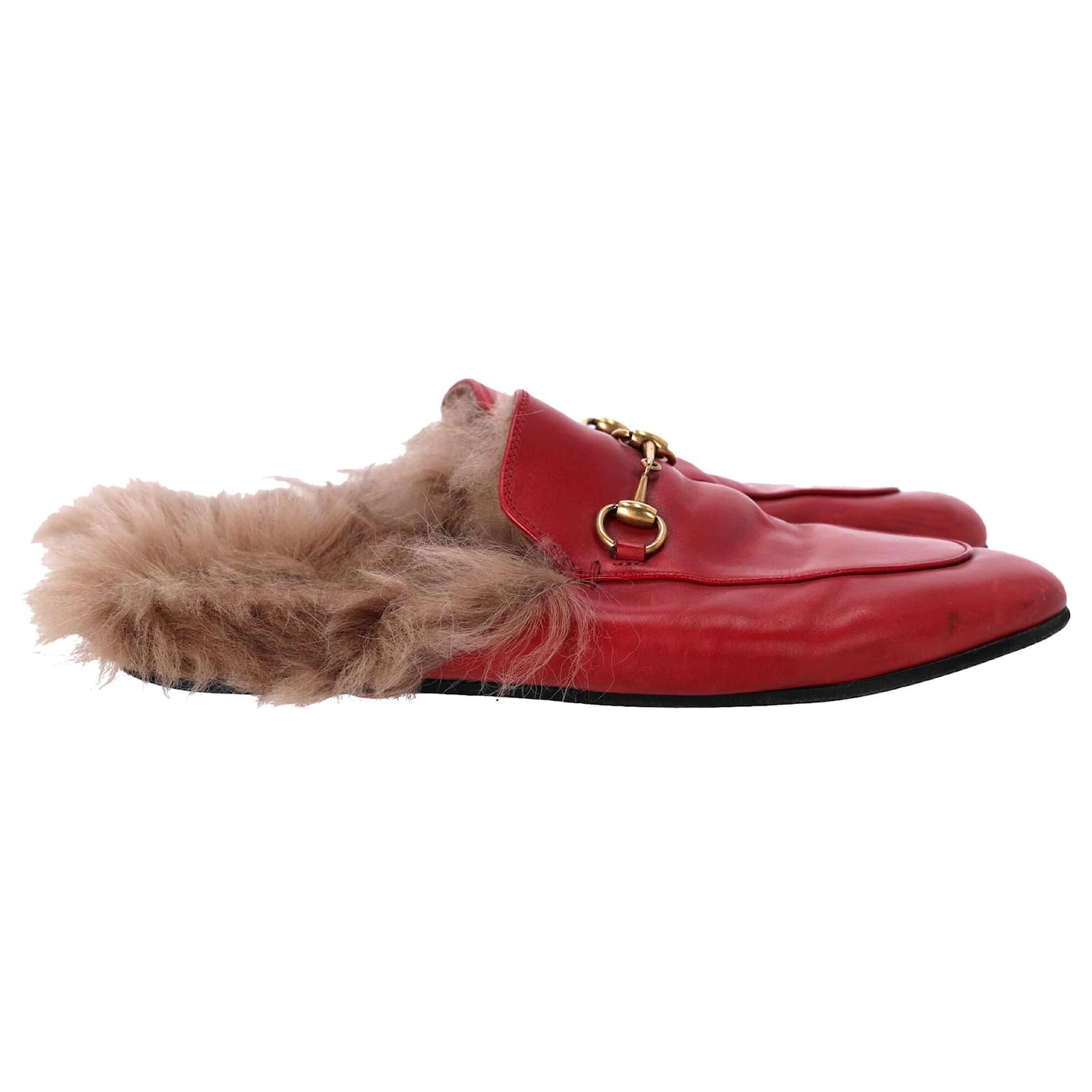Gucci Princetown Mules in Red Leather and Fur ref.1999470 - Joli Closet