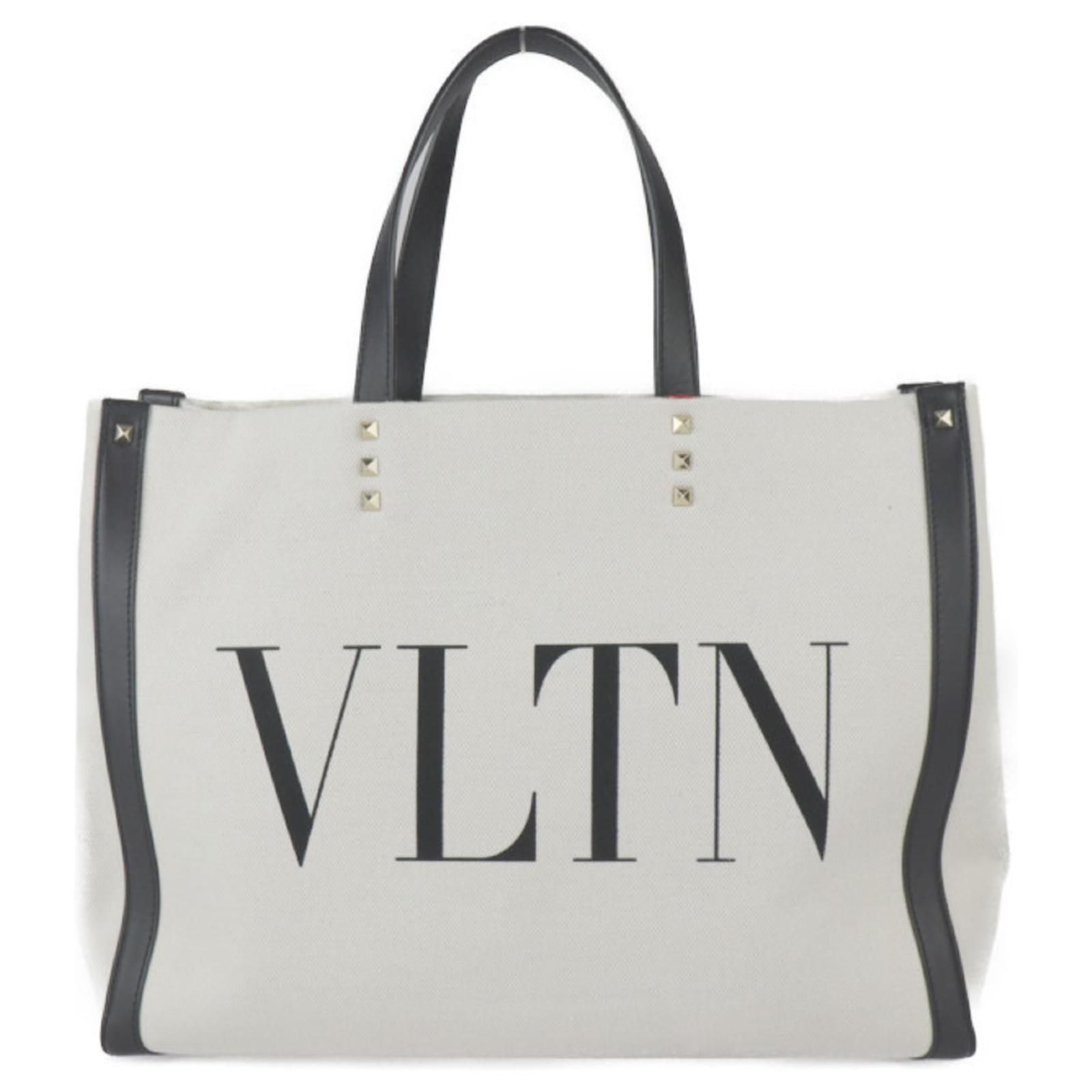 Valentino Garavani VLTN Rockstud Tote Bag Black Leather Cloth ref ...