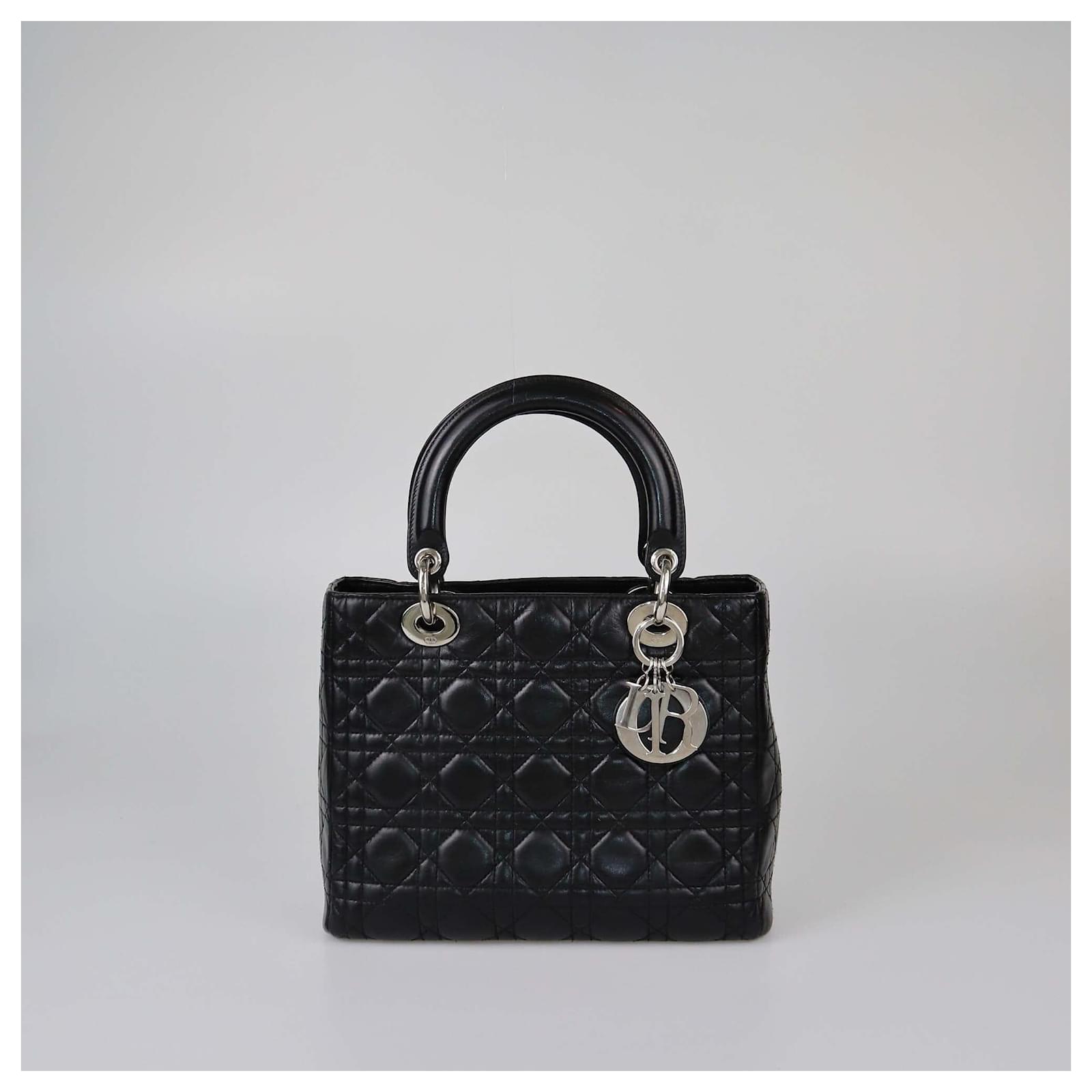 Christian Dior Black Cannage Medium Lady Diot Tote Leather ref.2001581 ...