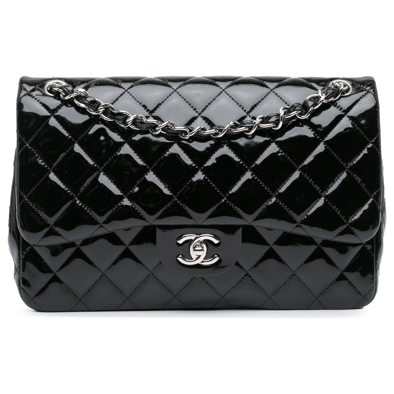 Chanel Black Jumbo Classic Patent Double Flap Leather Patent leather ...