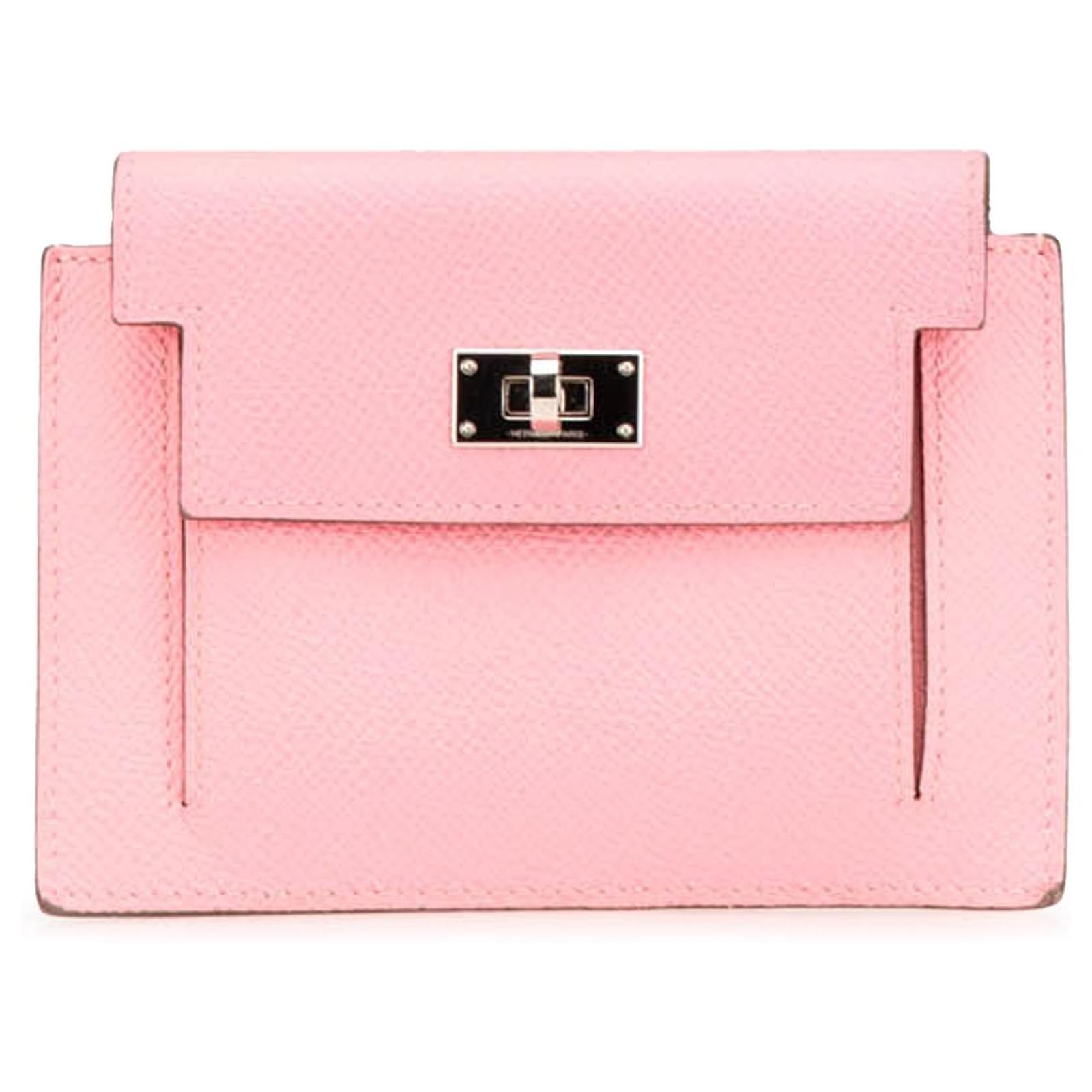 Hermès Pink Epsom Kelly Pocket Compact Wallet Leather Pony-style ...