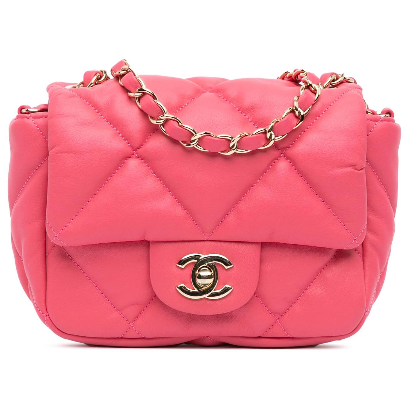 Chanel Pink Mini Quilted Calfskin Bubbly Flap Leather Pony-style ...