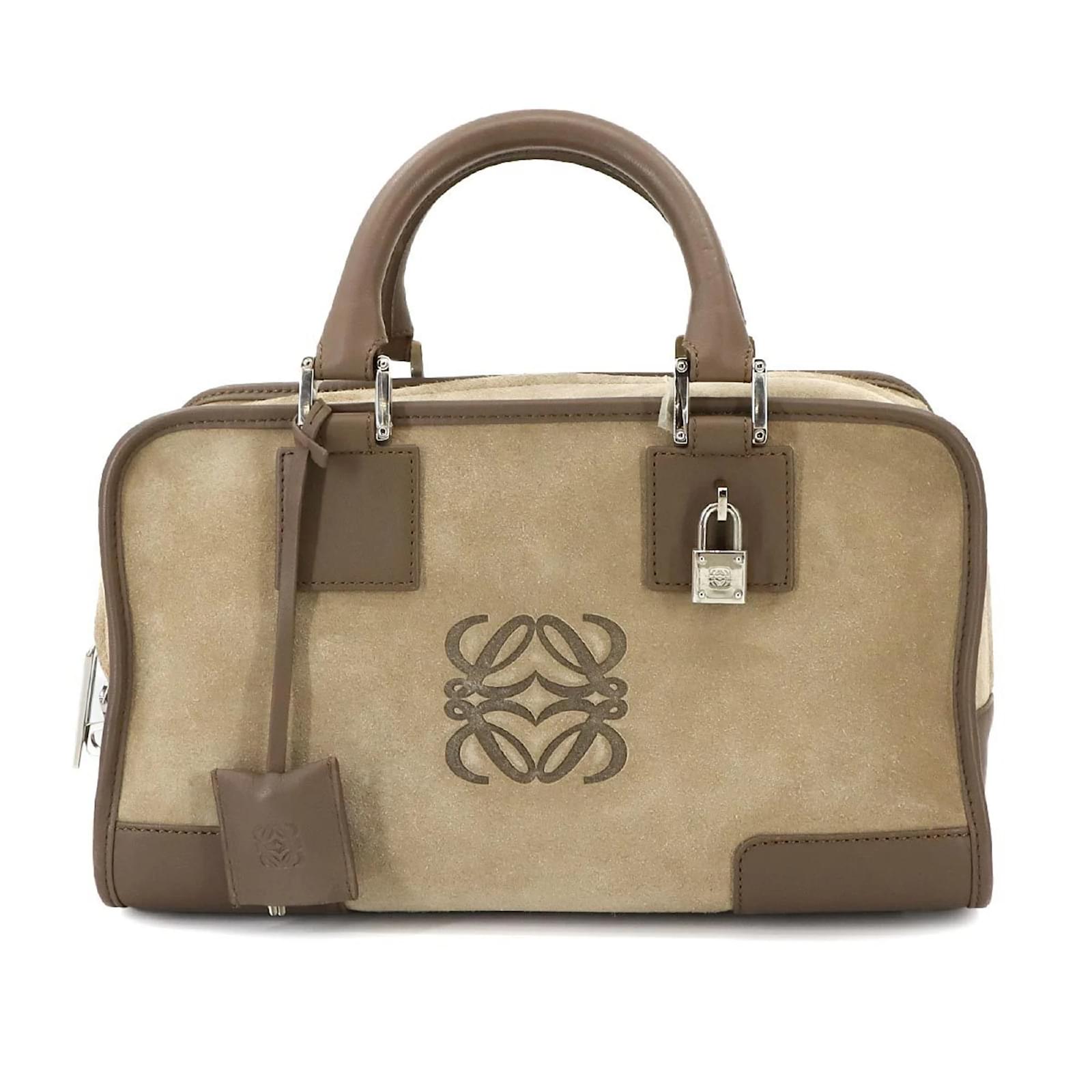 Loewe Amazona 28 Handbag Beige Suede Leather ref.2002825 - Joli Closet